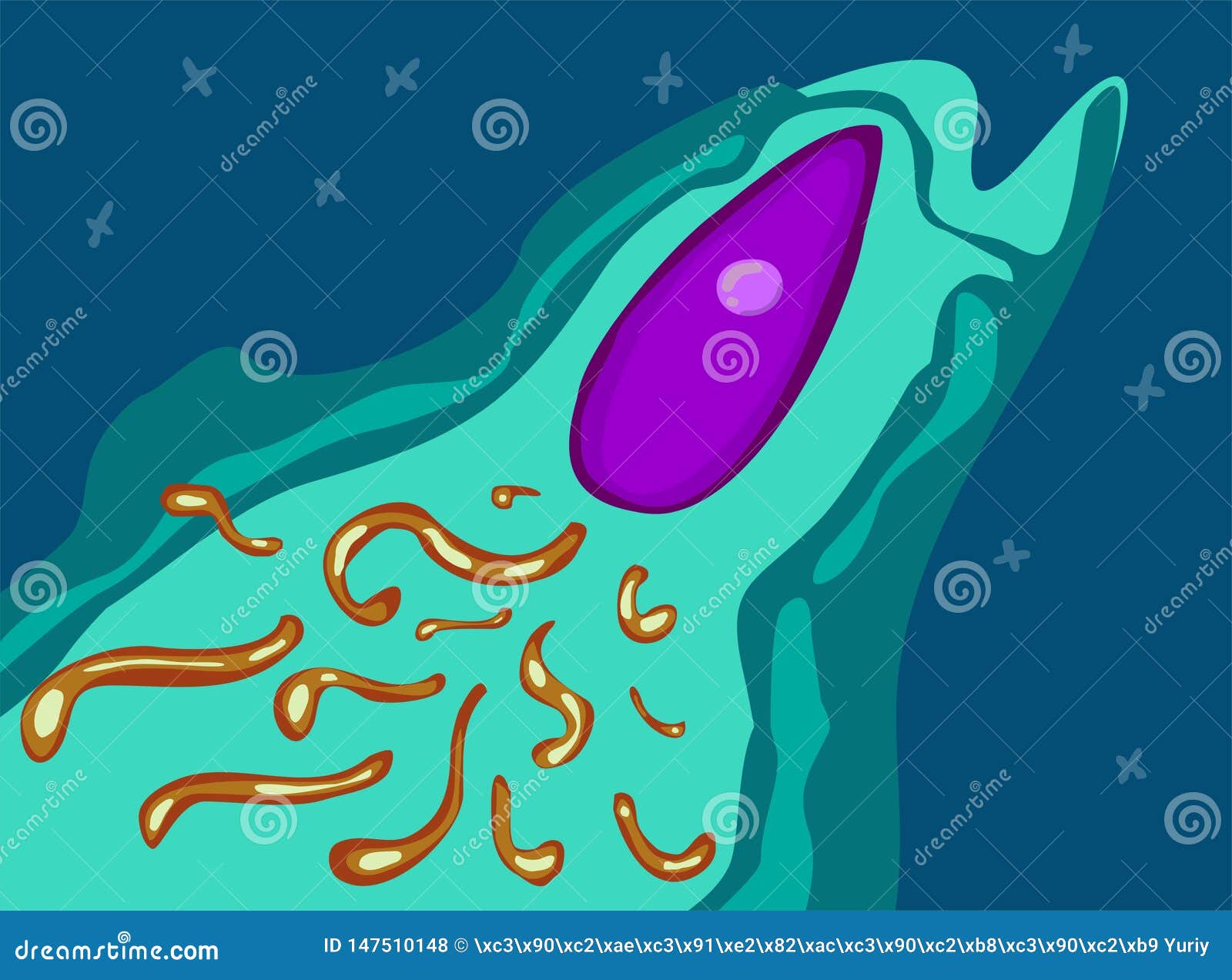 Rocket Ship Like Molecule In Microworld. Slime Space Rocket Launch In ...