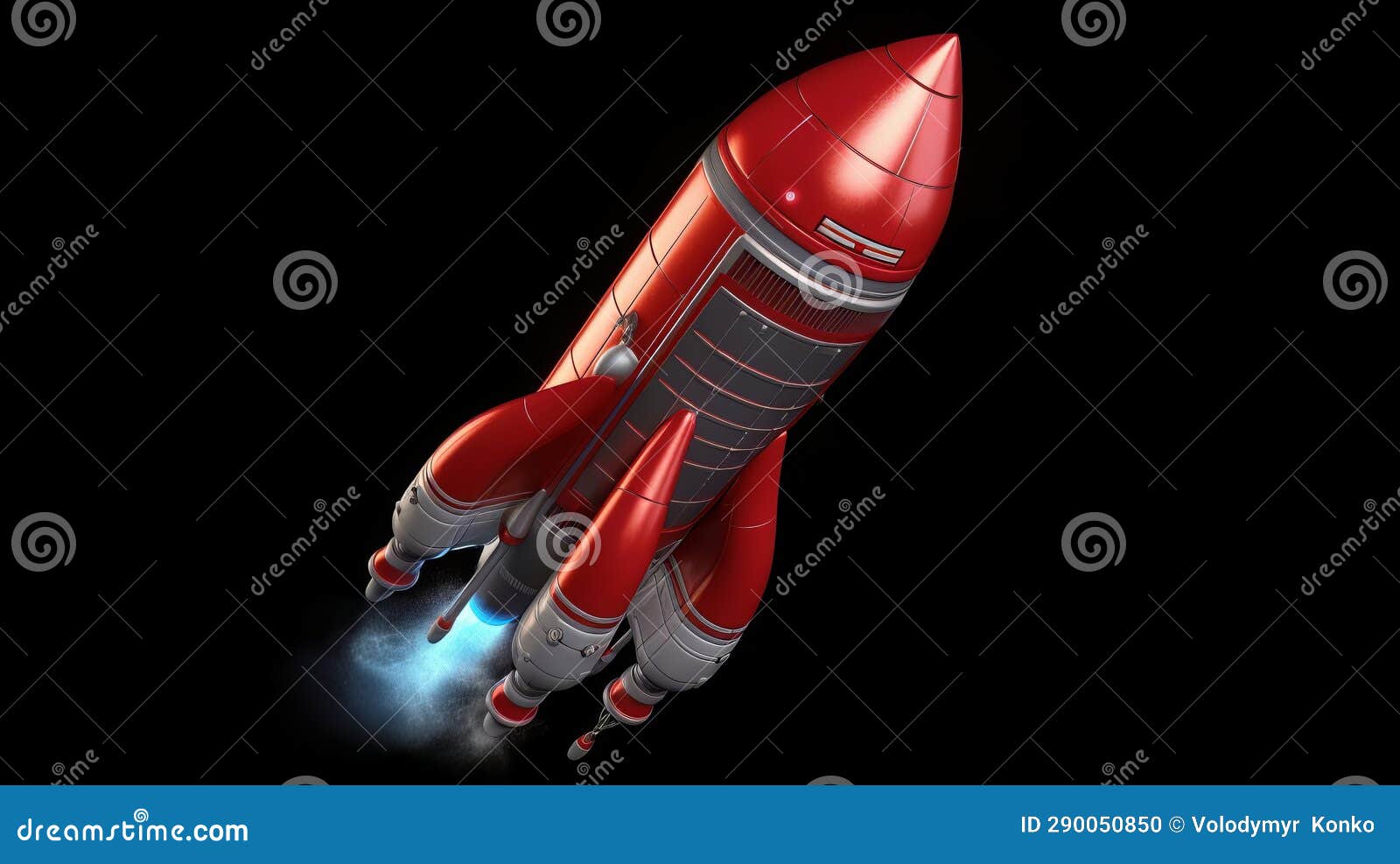 A Rocket Ship Soaring through Space with a Red and White Color Scheme ...