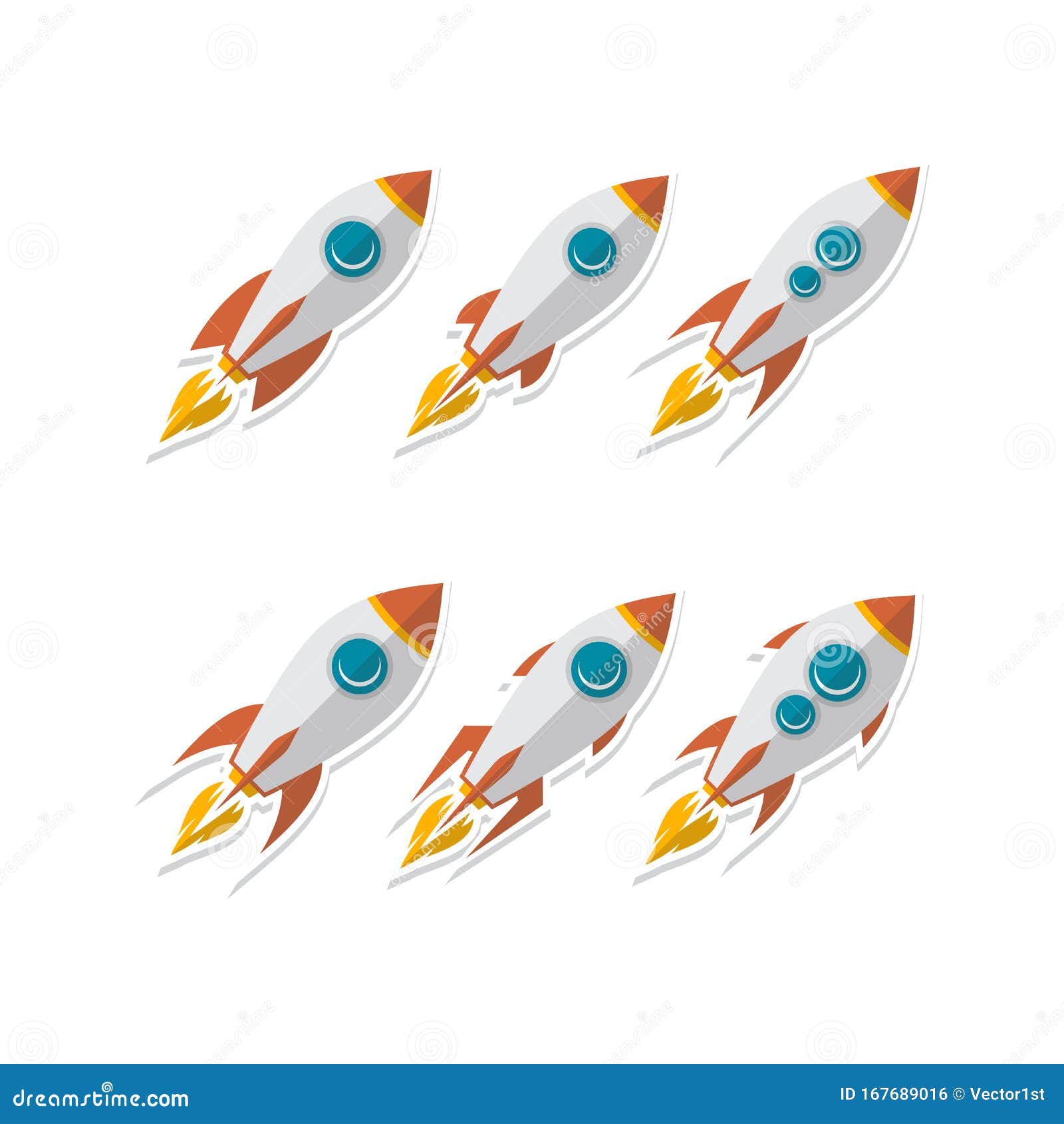 Rocket Ship Sticker Label Badge Flat Design Set Stock Illustration ...