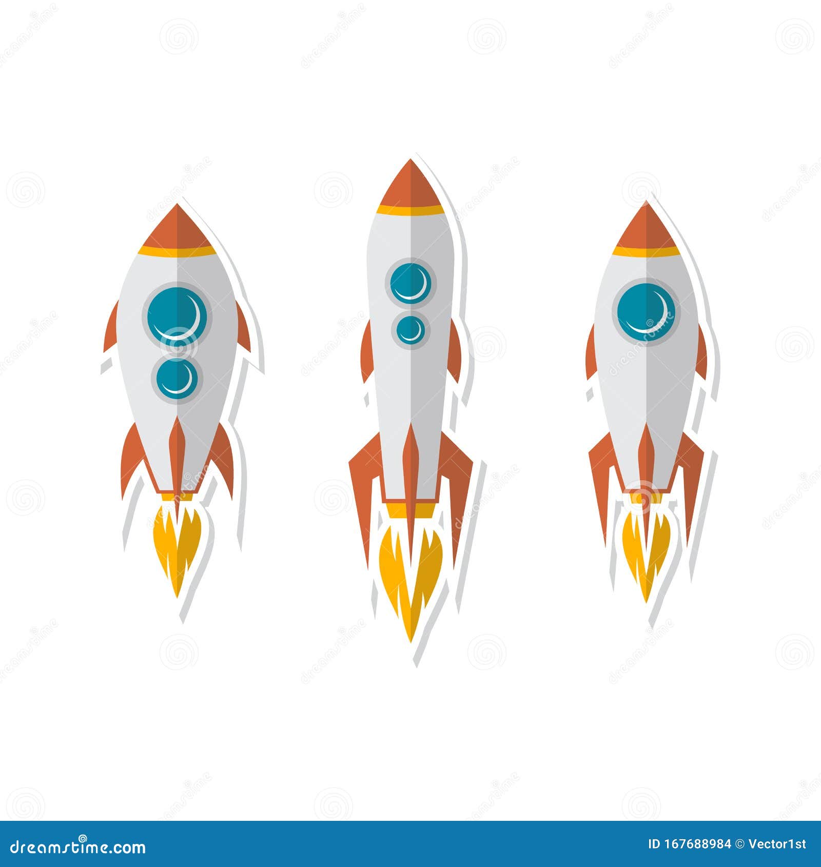 Rocket Ship Sticker Label Badge Flat Design Set Stock Illustration ...