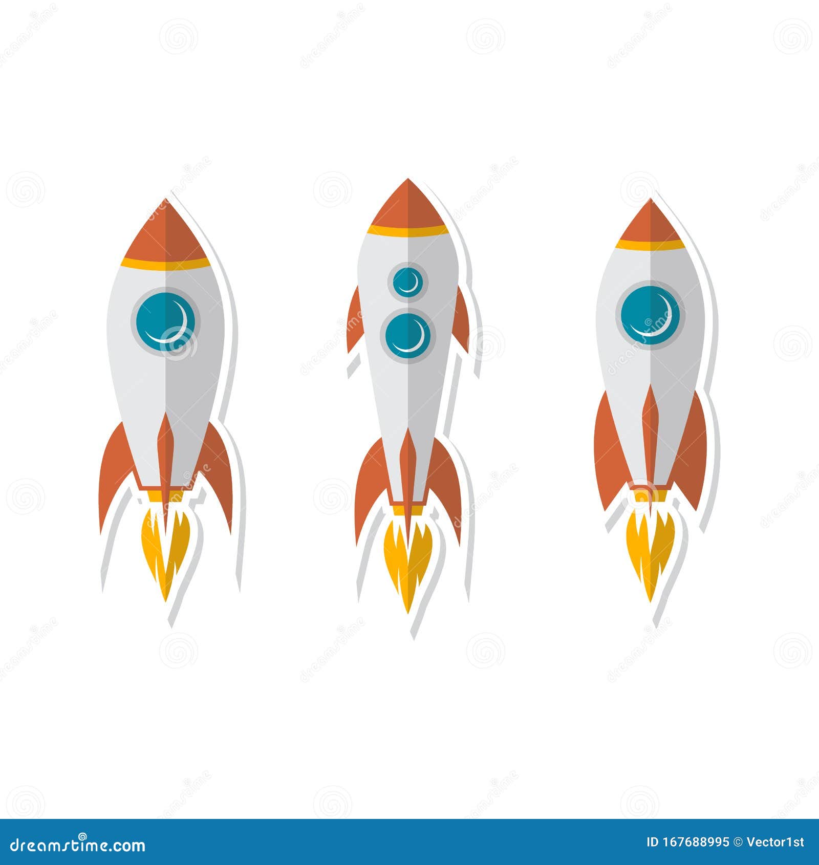 Rocket Ship Sticker Label Badge Flat Design Set Stock Illustration ...