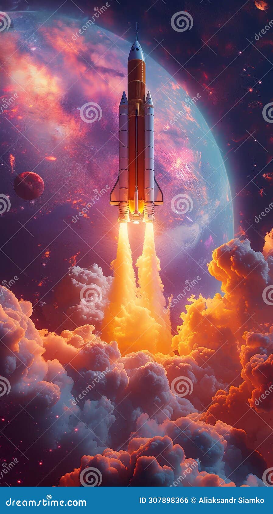A Rocket Ship Taking Off from Space Stock Photo - Image of flight ...