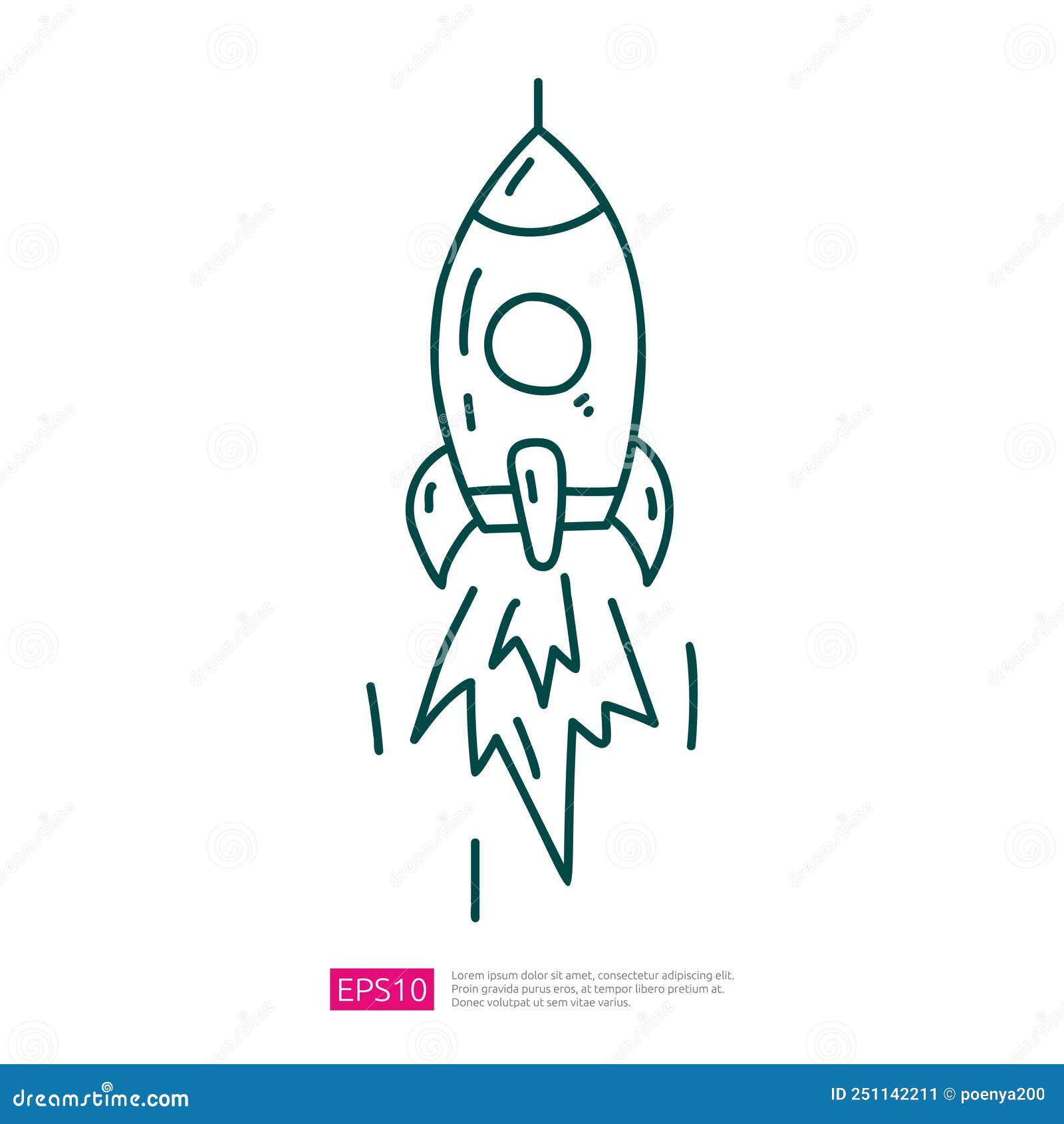 Rocket Ship Vector Doodle Icon Stock Vector - Illustration of galaxy ...