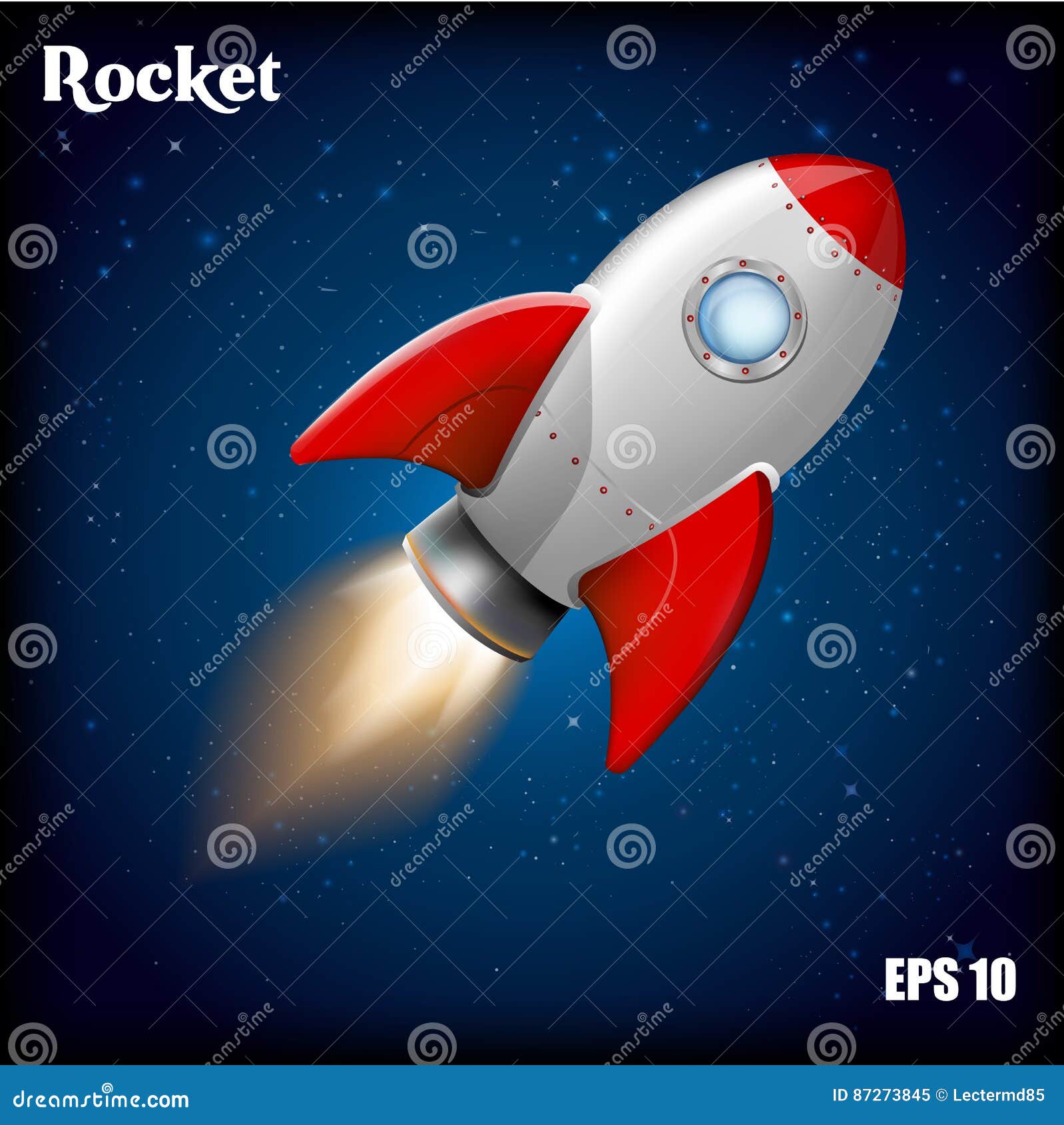 Rocket Ship.Vector Illustration with 3d Flying Rocket. Space Travel To ... Rocket Ship.Vector Illustration with 3d Flying Rocket. Space Travel To ...