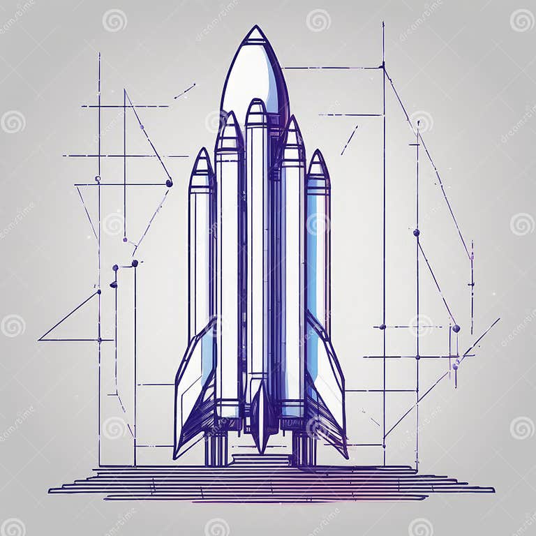 Rocket Ship. Vector Wireframe. Rocket Ship. Vector Wireframe. Abstract ...