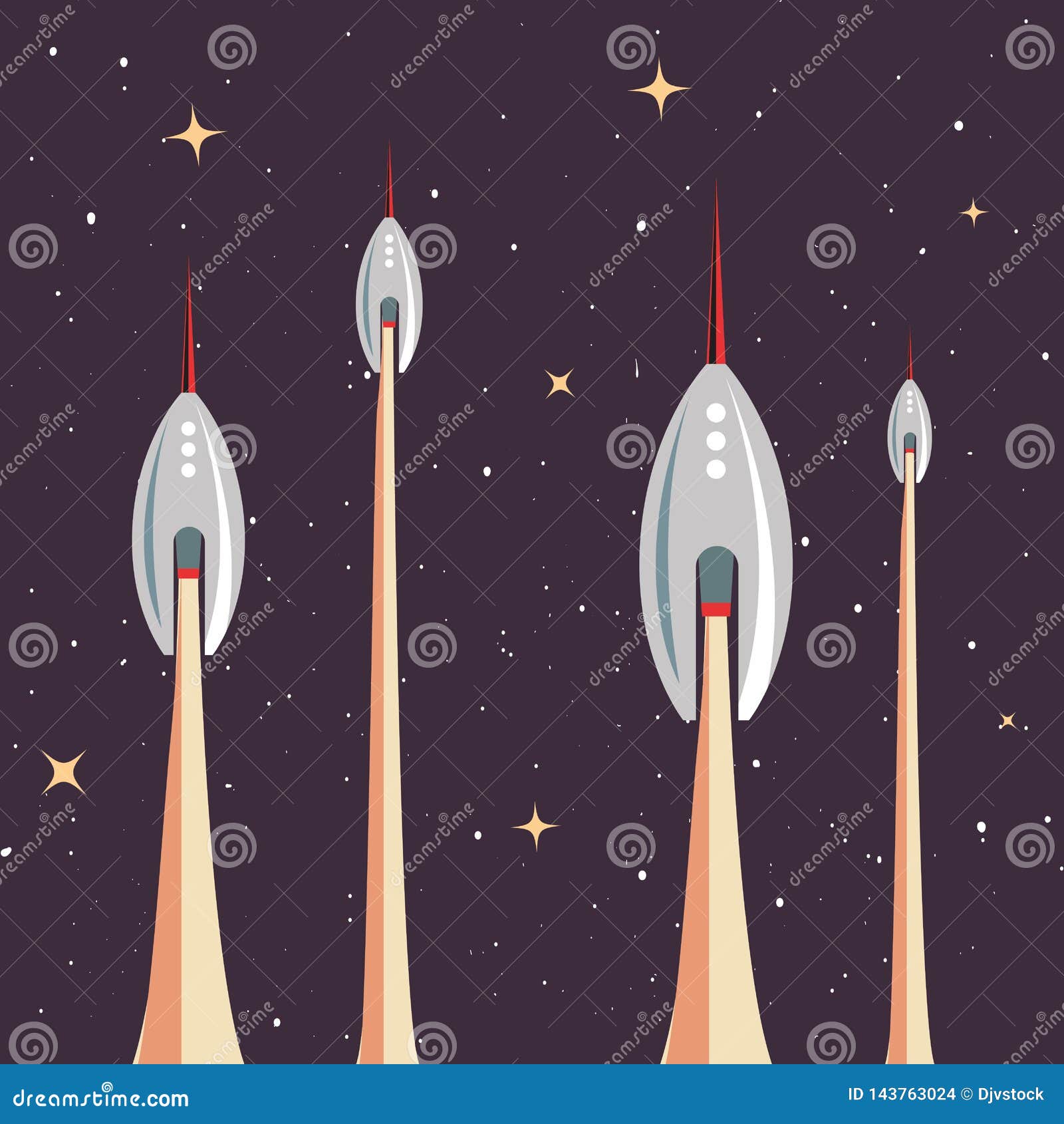 Set Of Rocket Ships Launching Into Space Isolated On Transparent ...
