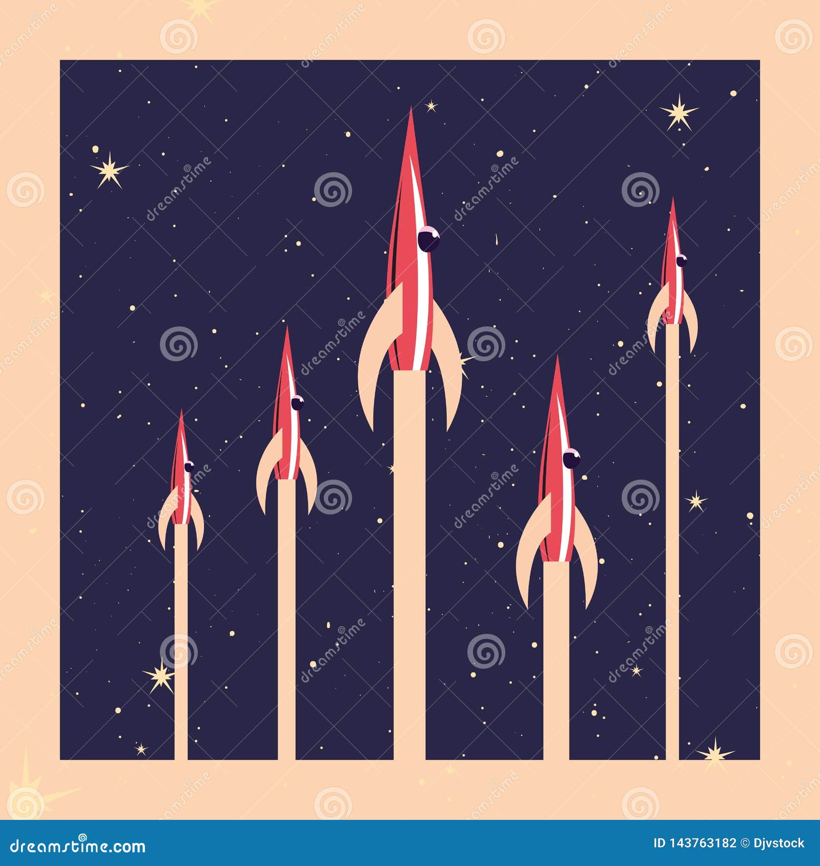 4 Rocket Ships Set - Launching Into Space Isolated On Transparent ...