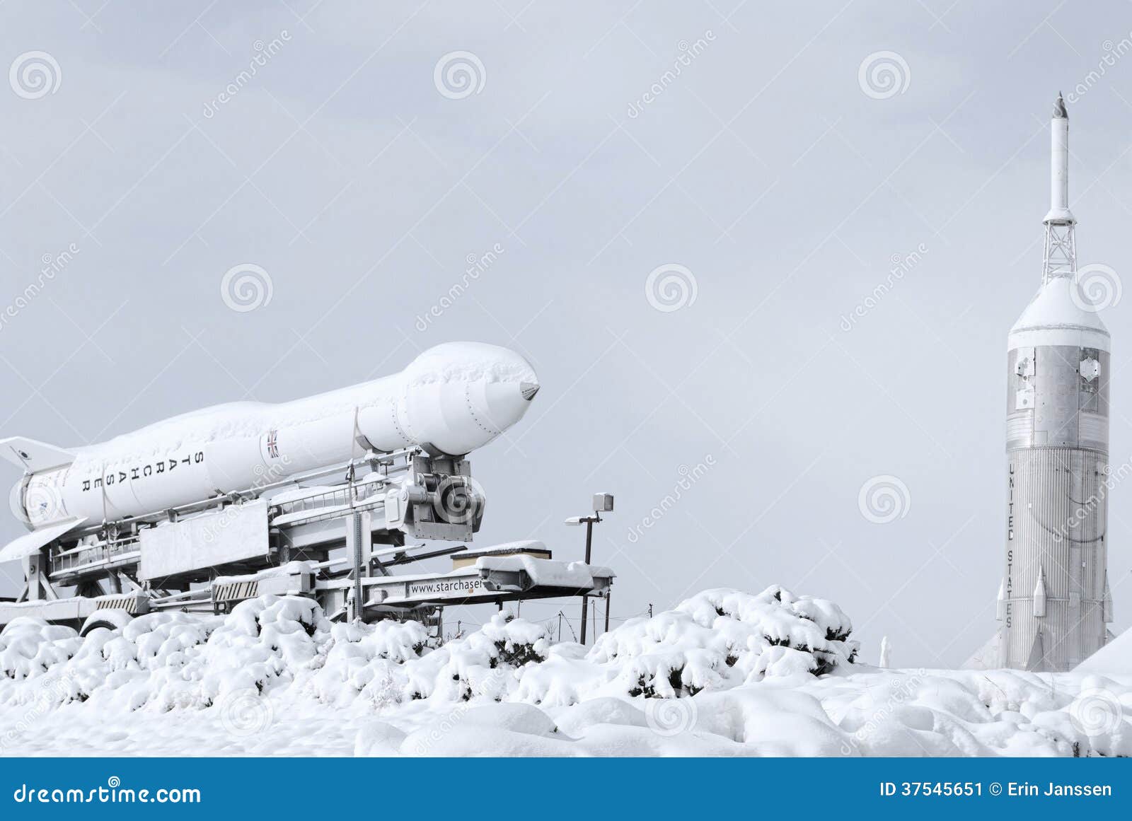 Rocket and Shuttle Covered in Snow at a Space Museum Editorial Photo ...