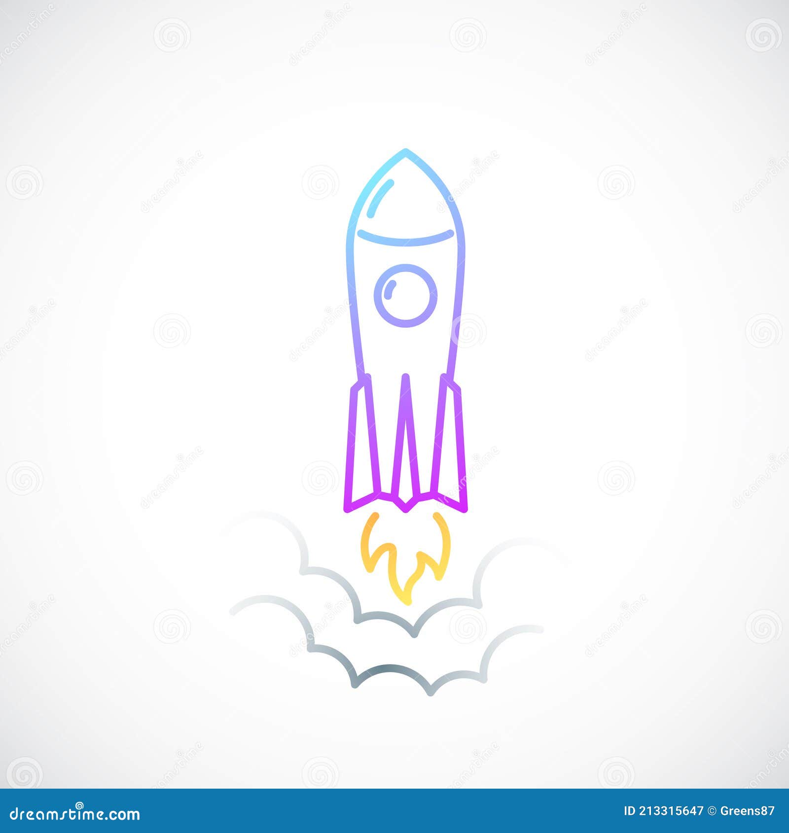 Rocket Simple Icon with Flame and Smoke. Stock Vector - Illustration of ...