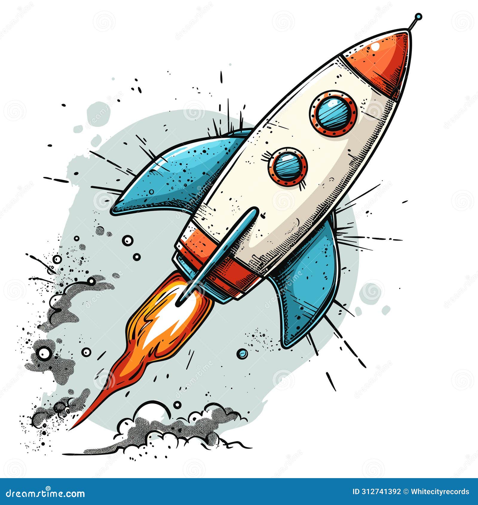 Rocket Sketch. Hand Drawn Vector Illustration. Isolated on White ...