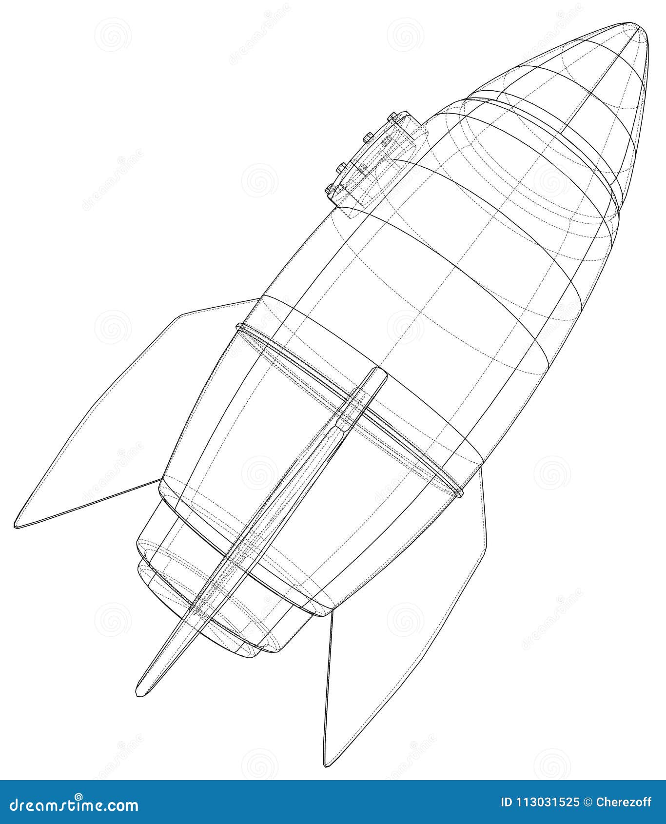 Rocket Sketch Het Vector Teruggeven Van 3d Vector Illustratie ...