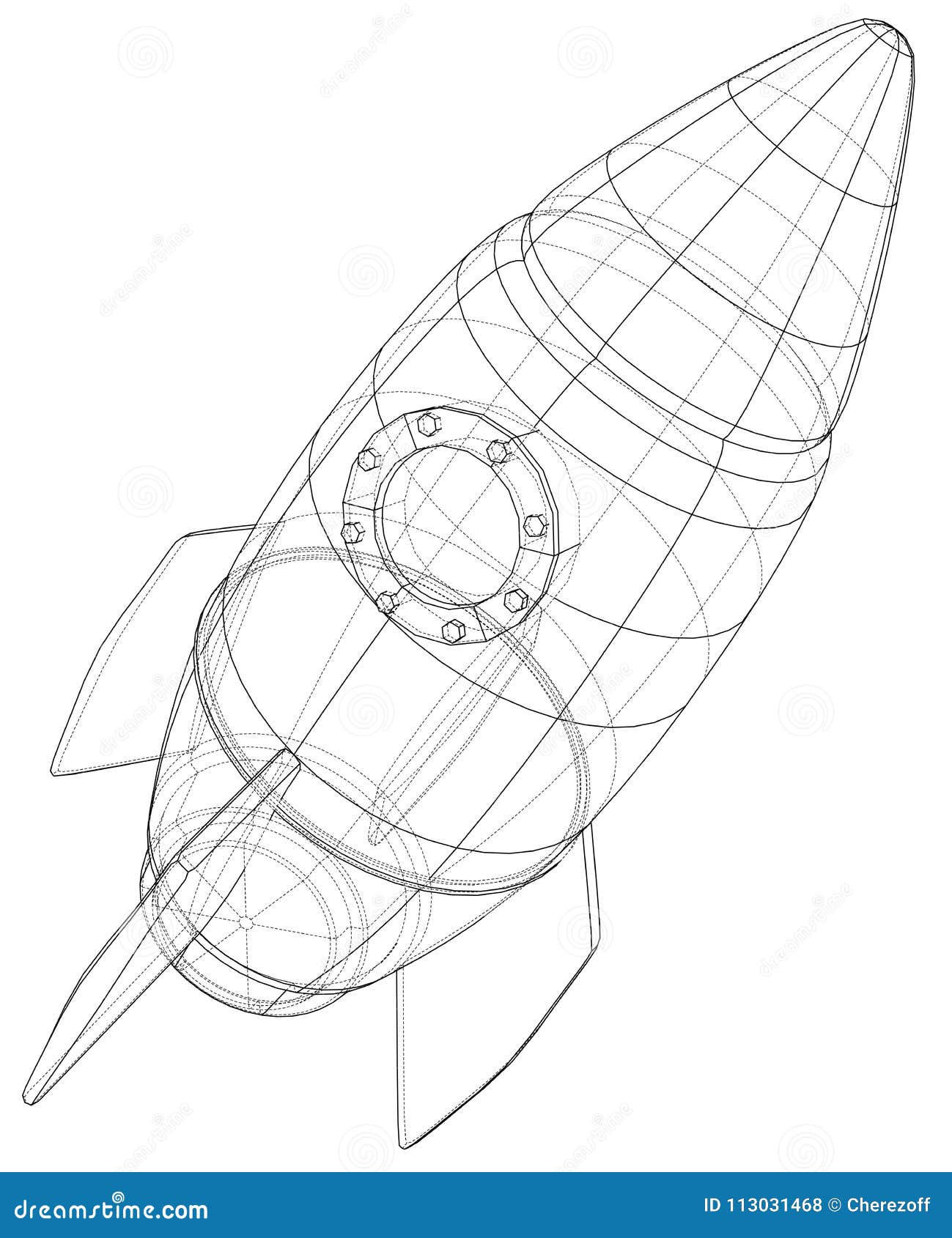 Rocket Sketch. Vector Rendering of 3d Stock Vector - Illustration of ...