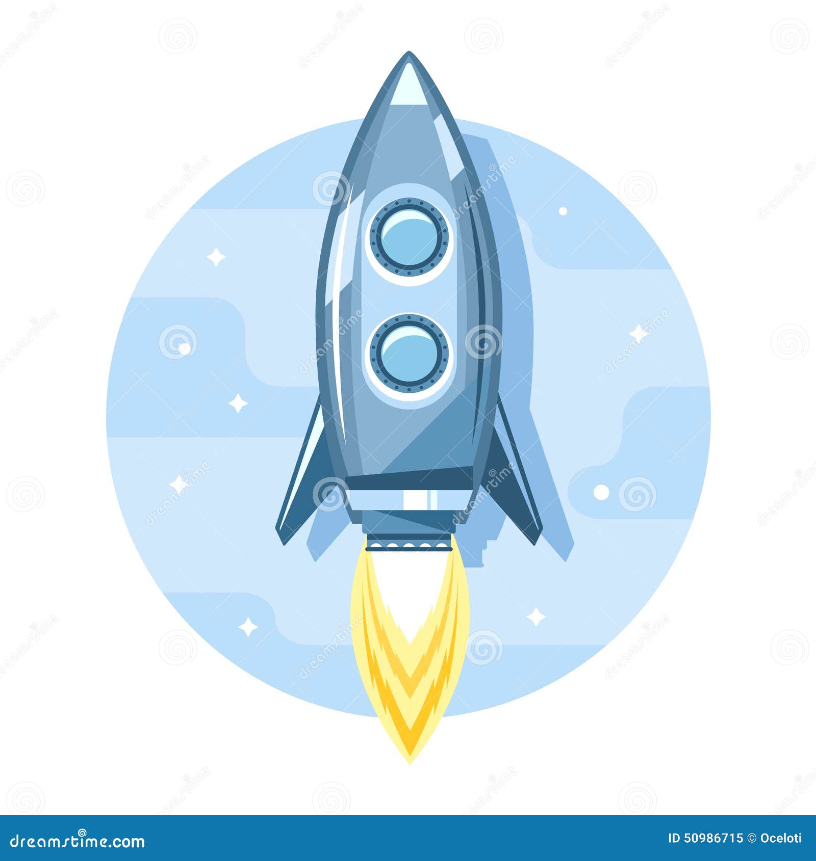 Rocket in Sky Flat Icon stock vector. Illustration of simplicity - 50986715