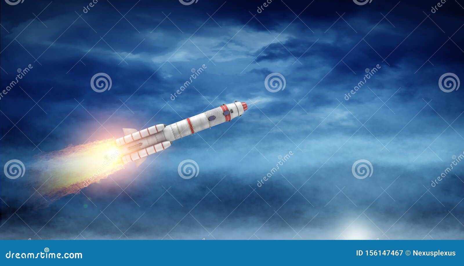 Rocket in the Sky. Mixed Media Stock Image - Image of army, explosion ...