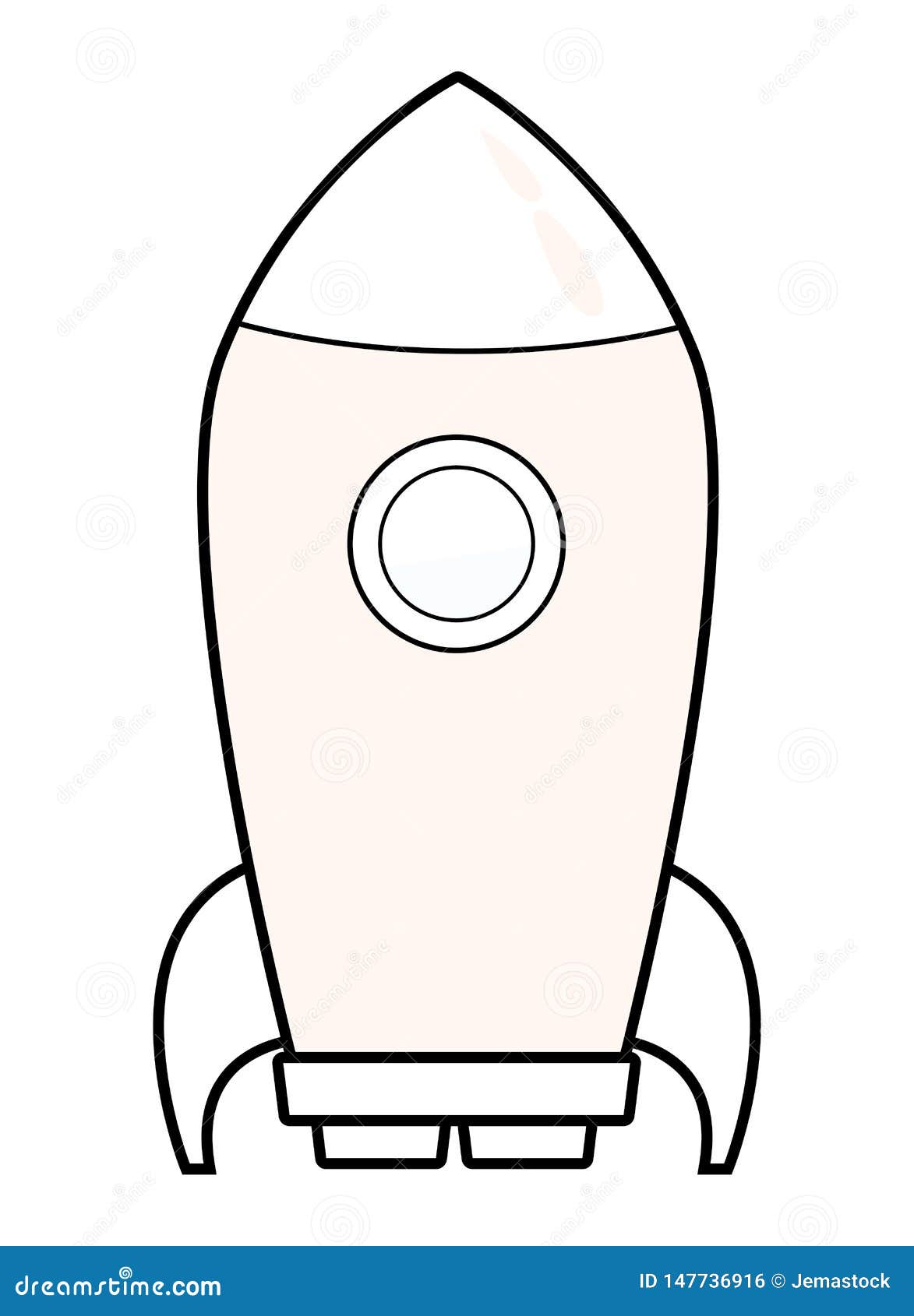 Rocket Skyrocket Cartoon in Black and White Stock Vector - Illustration ...