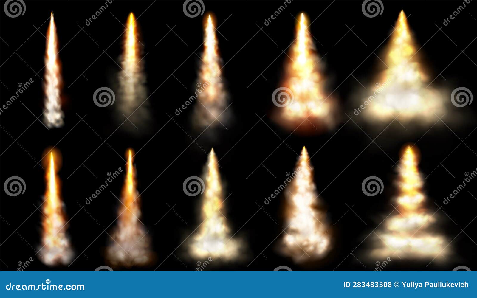 Rocket Smoke Speed Fire Trail Cloud Vector Effect Stock Vector ...