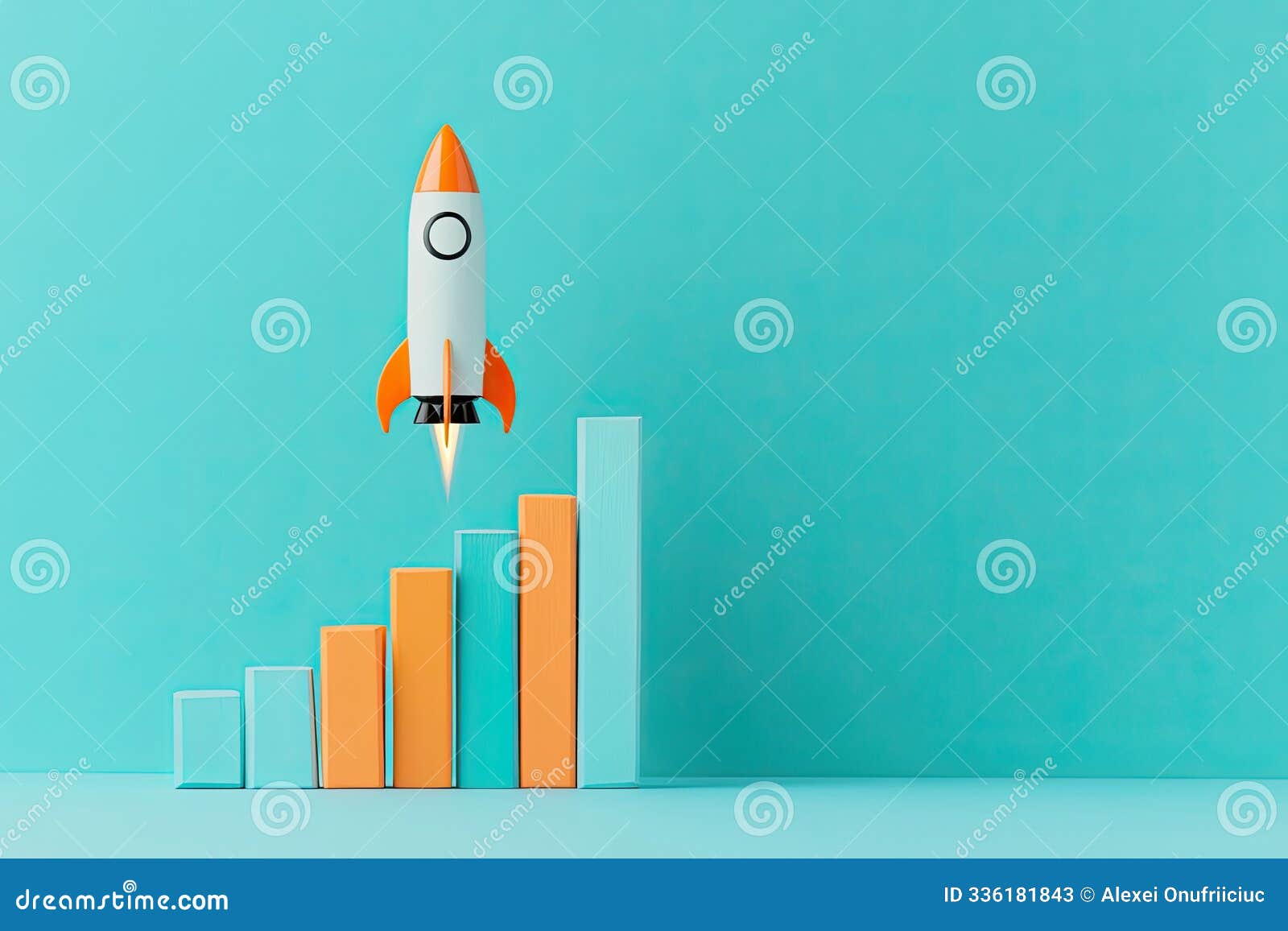 A Rocket is Soaring High Above a Colorful Graph in the Sky Stock ...