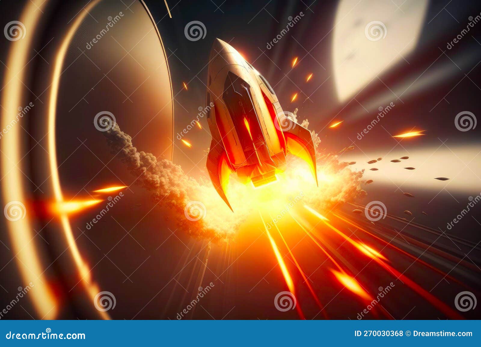 Rocket Soaring through the Space, Created with Generative AI Technology ...