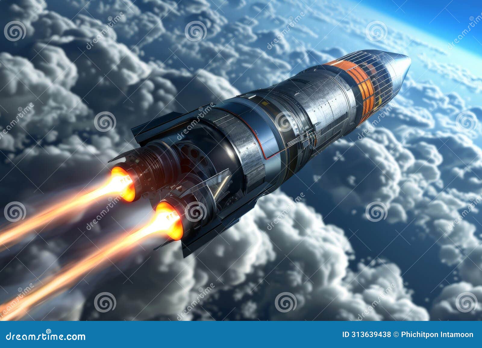 A Rocket Soars from Earth into Space, Science Concept. Generative AI ...