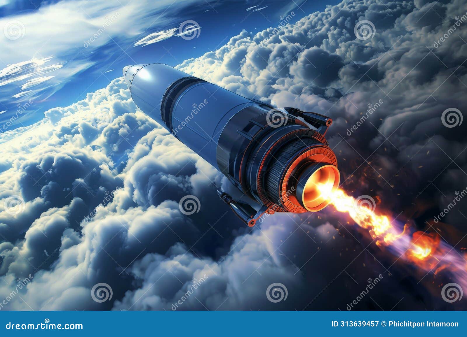 A Rocket Soars from Earth into Space, Science Concept. Generative AI ...
