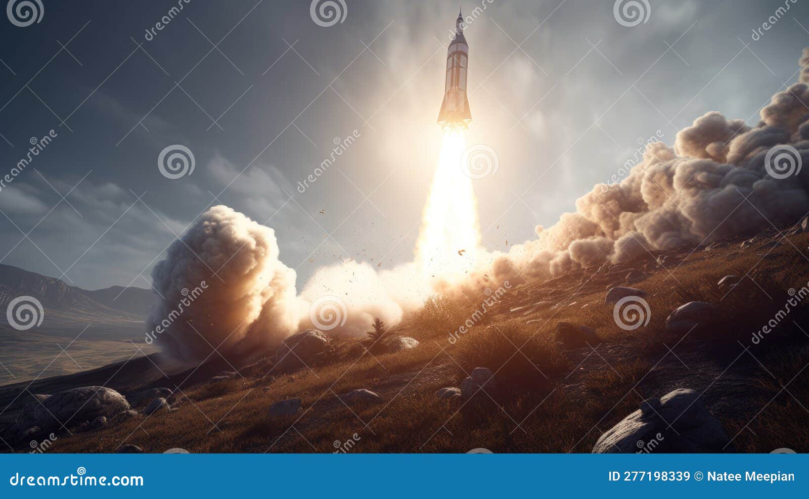 A Rocket Soars from Earth into Space, Science Concept. Generative AI ...