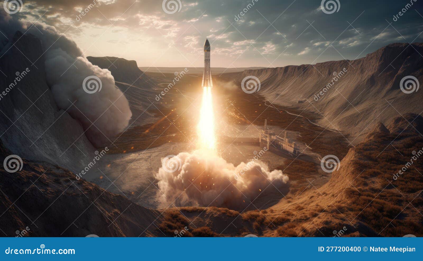 A Rocket Soars from Earth into Space, Science Concept. Generative AI ...