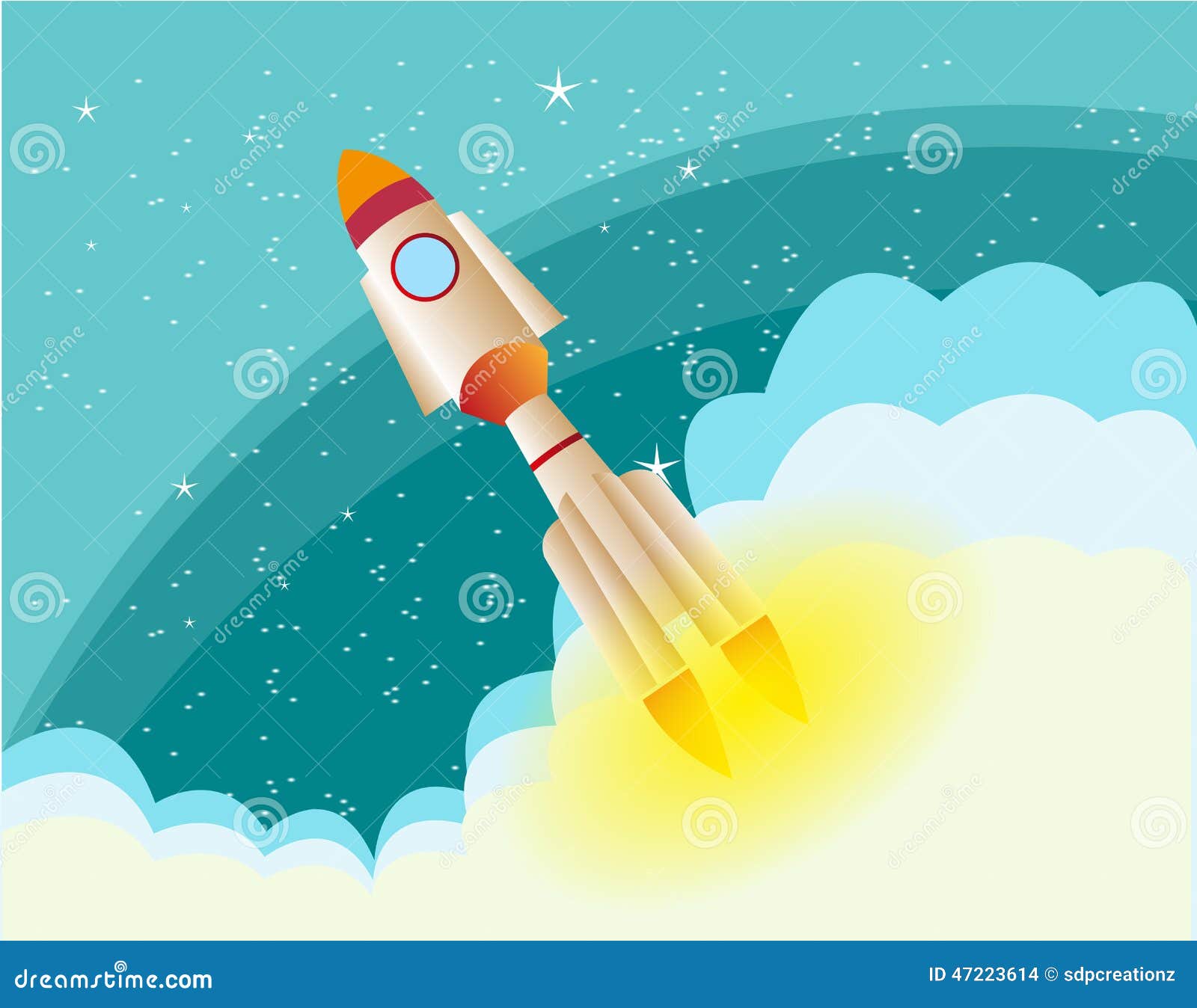 Rocket in the Space Background Stock Illustration - Illustration of ...