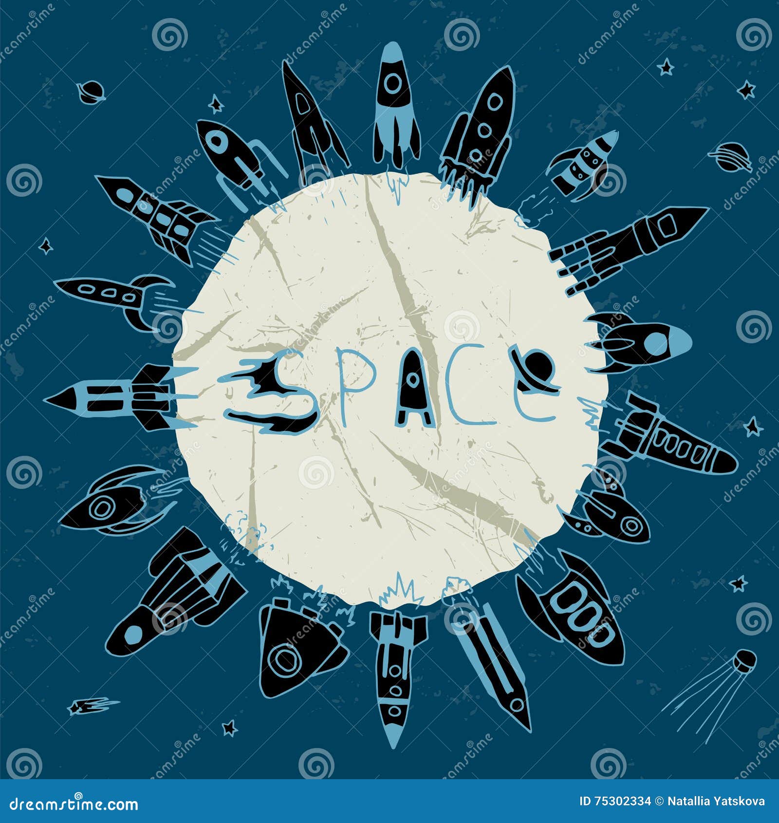 Rocket space circle stock vector. Illustration of shuttle - 75302334