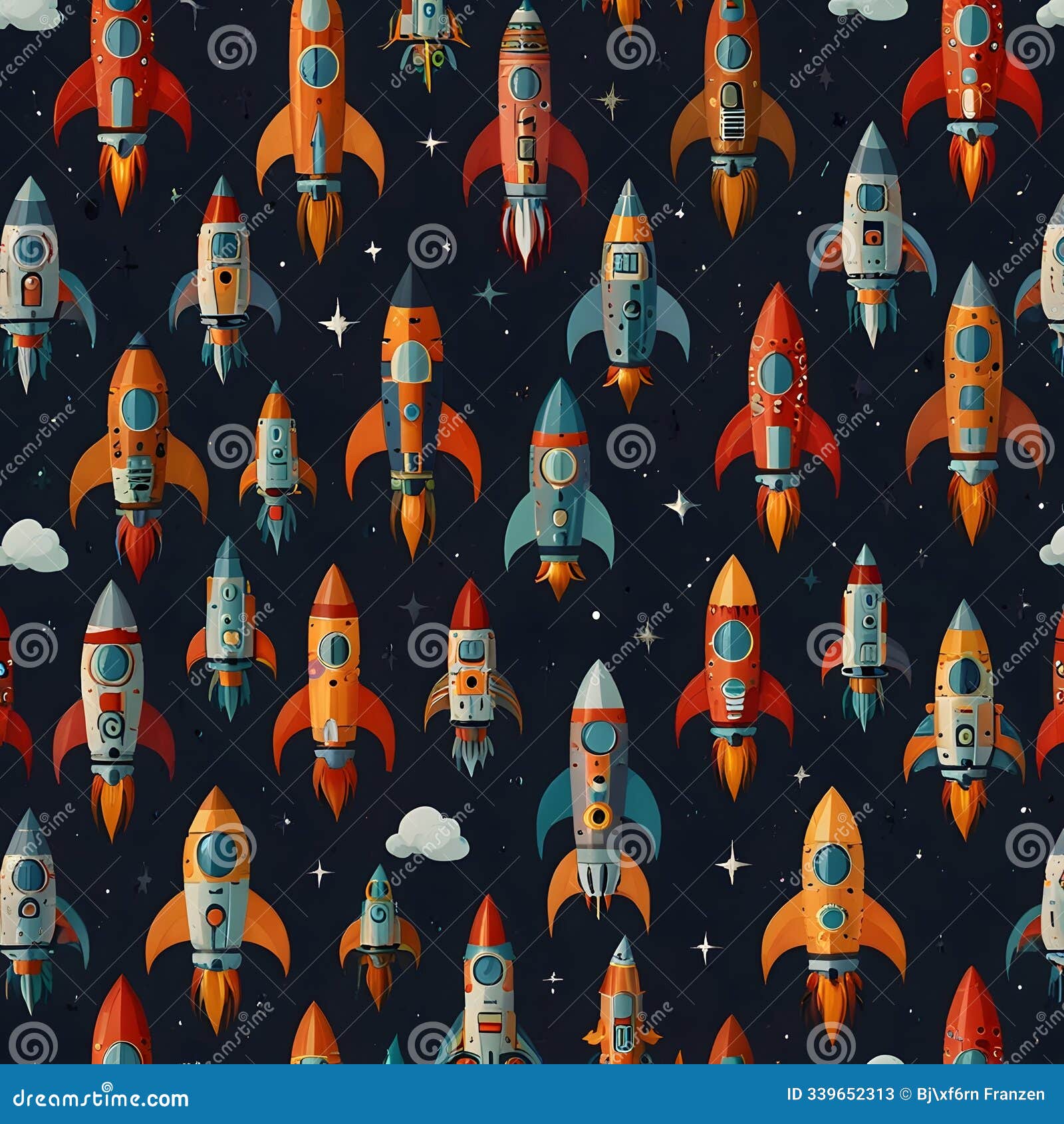 Rocket Space Cosmic Cosmos Space Planet Pattern Stock Illustration ...