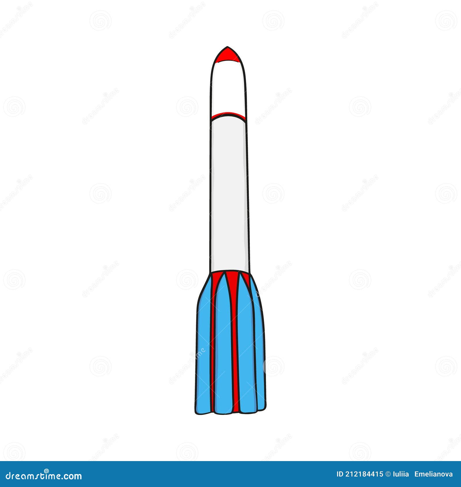 The Rocket. Space Design Element. Hand Drawing. Vector Illustration ...