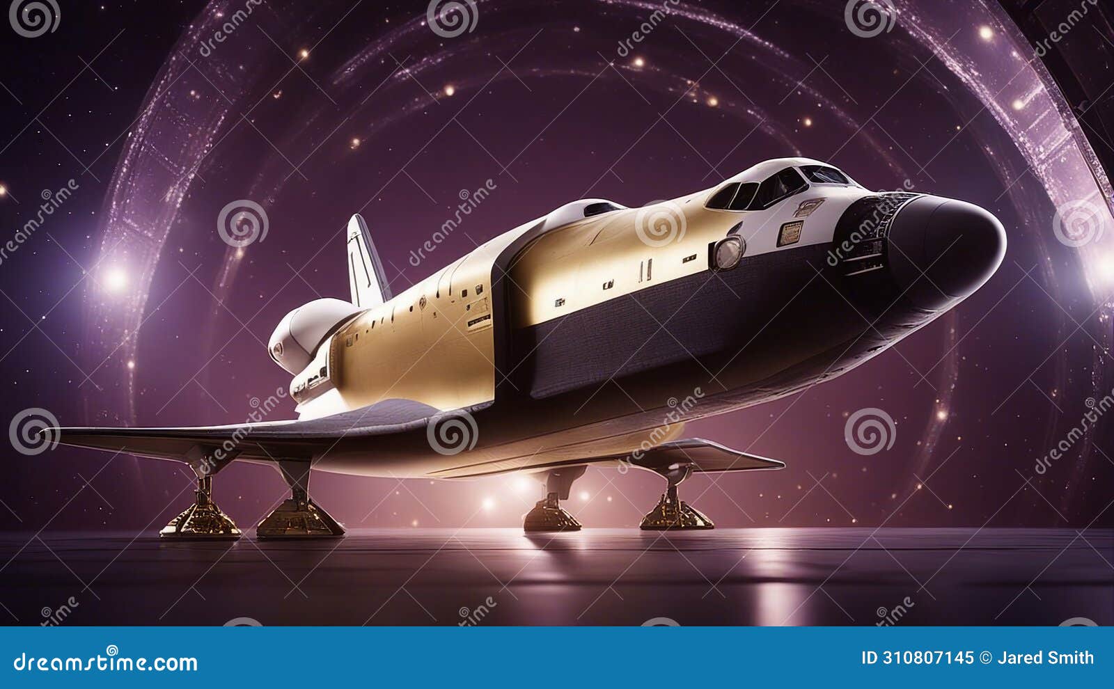 Rocket in Space _A Fancy Space Shuttle with a Gold and Purple Color ...