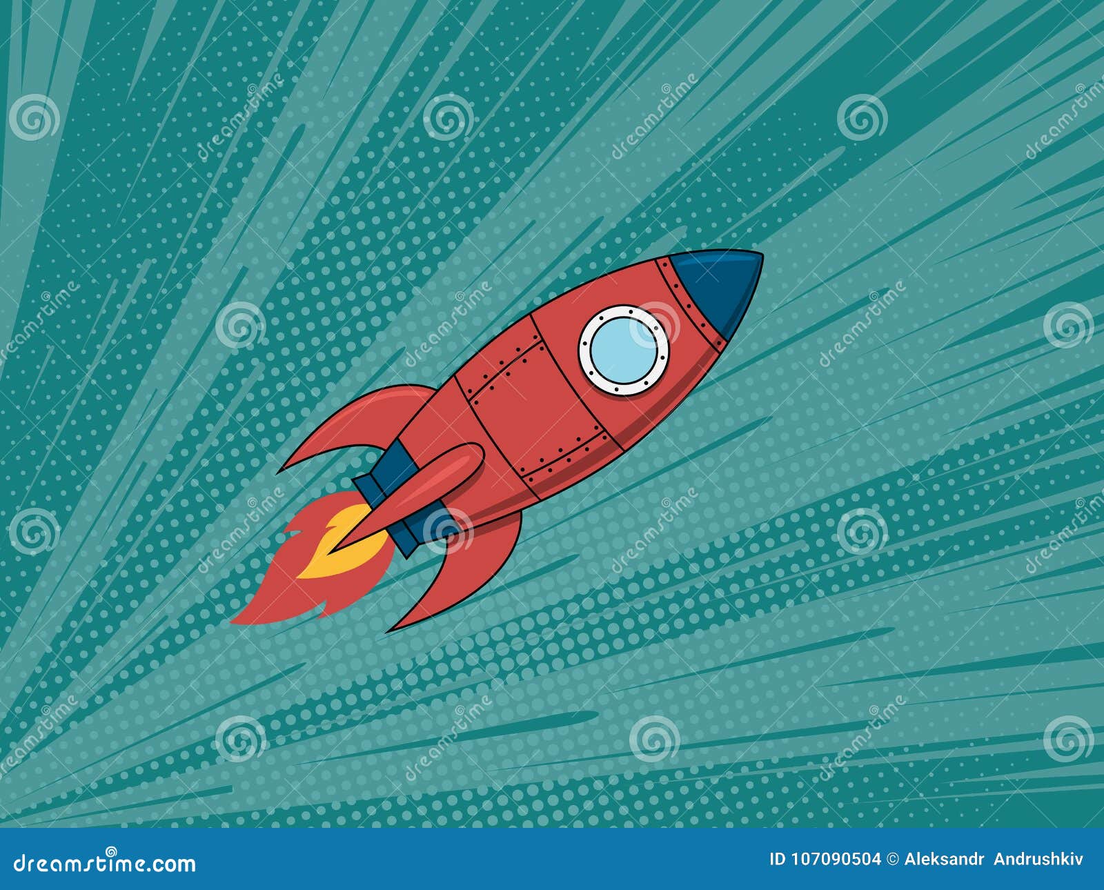 Rocket in space. stock vector. Illustration of success - 107090504