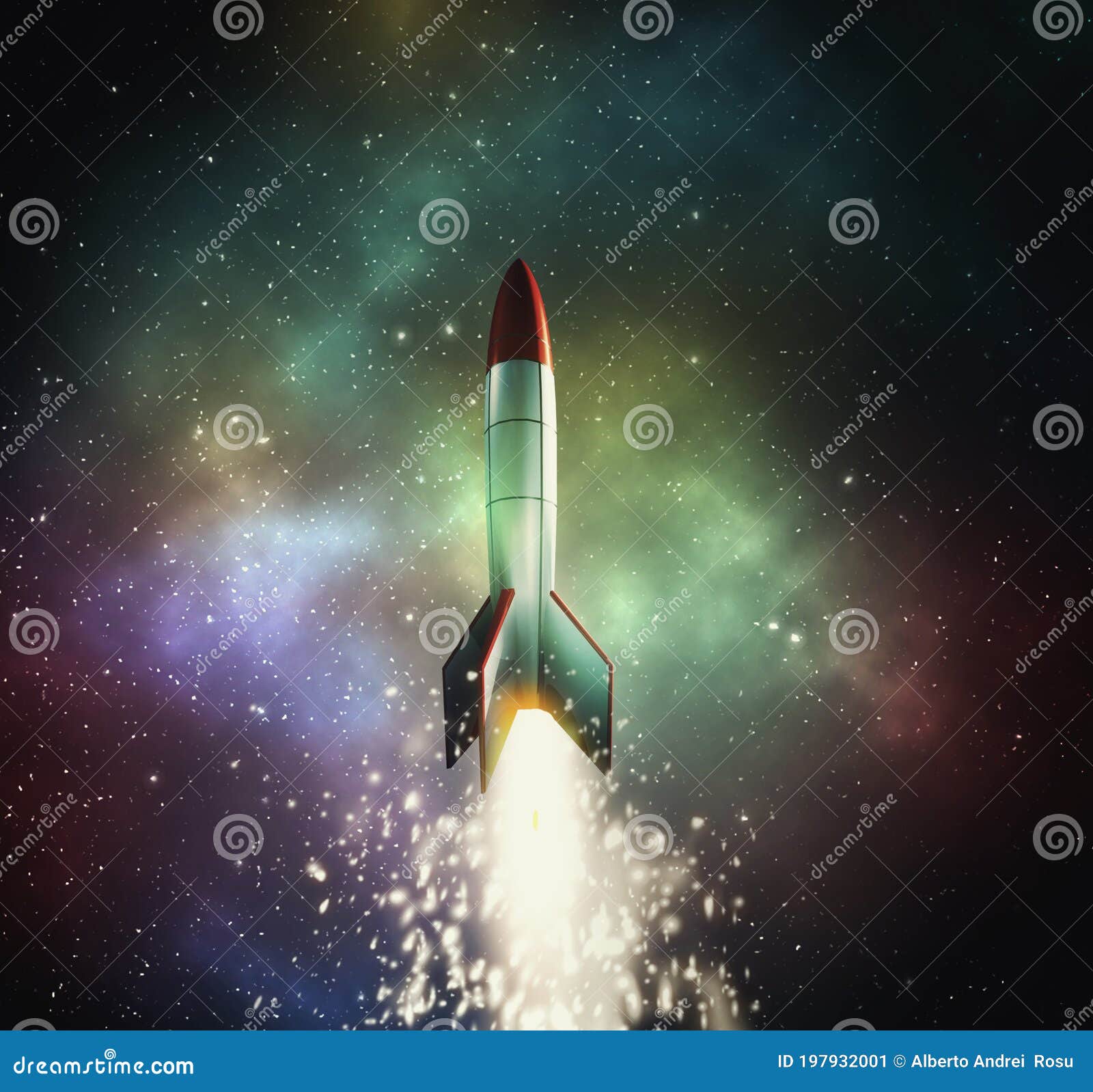 Rocket in the space stock illustration. Illustration of science - 197932001