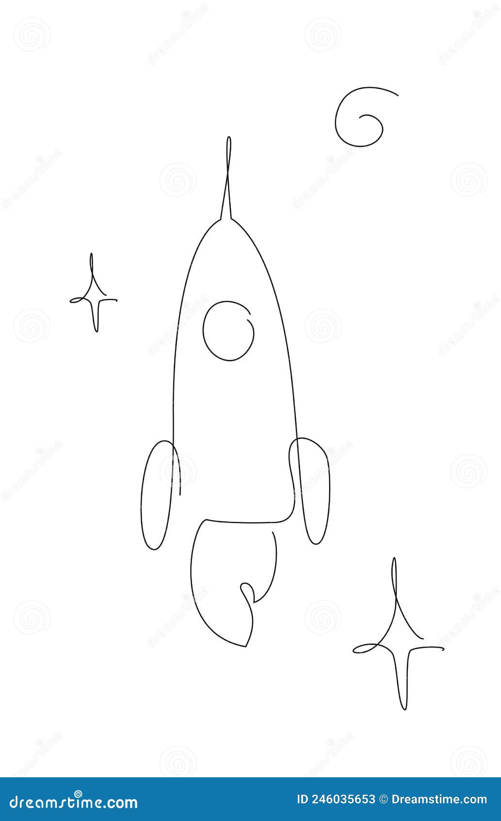 Rocket in the Space One Line. Cosmos Line Art Stock Vector ...