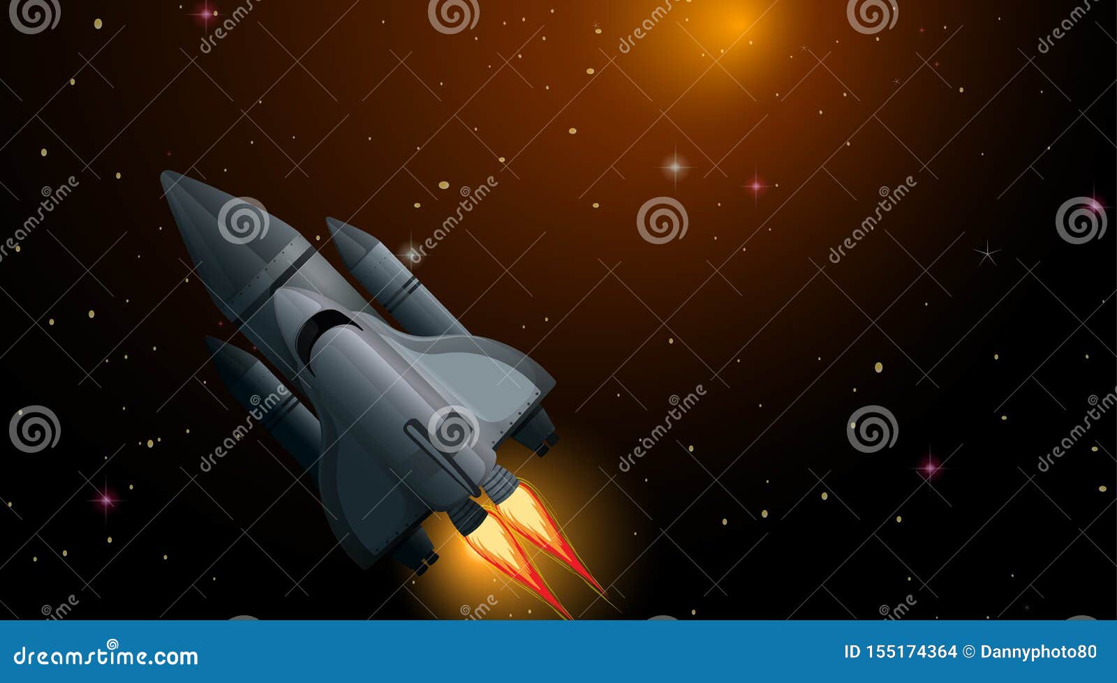 Rocket in space scene stock vector. Illustration of space - 155174364