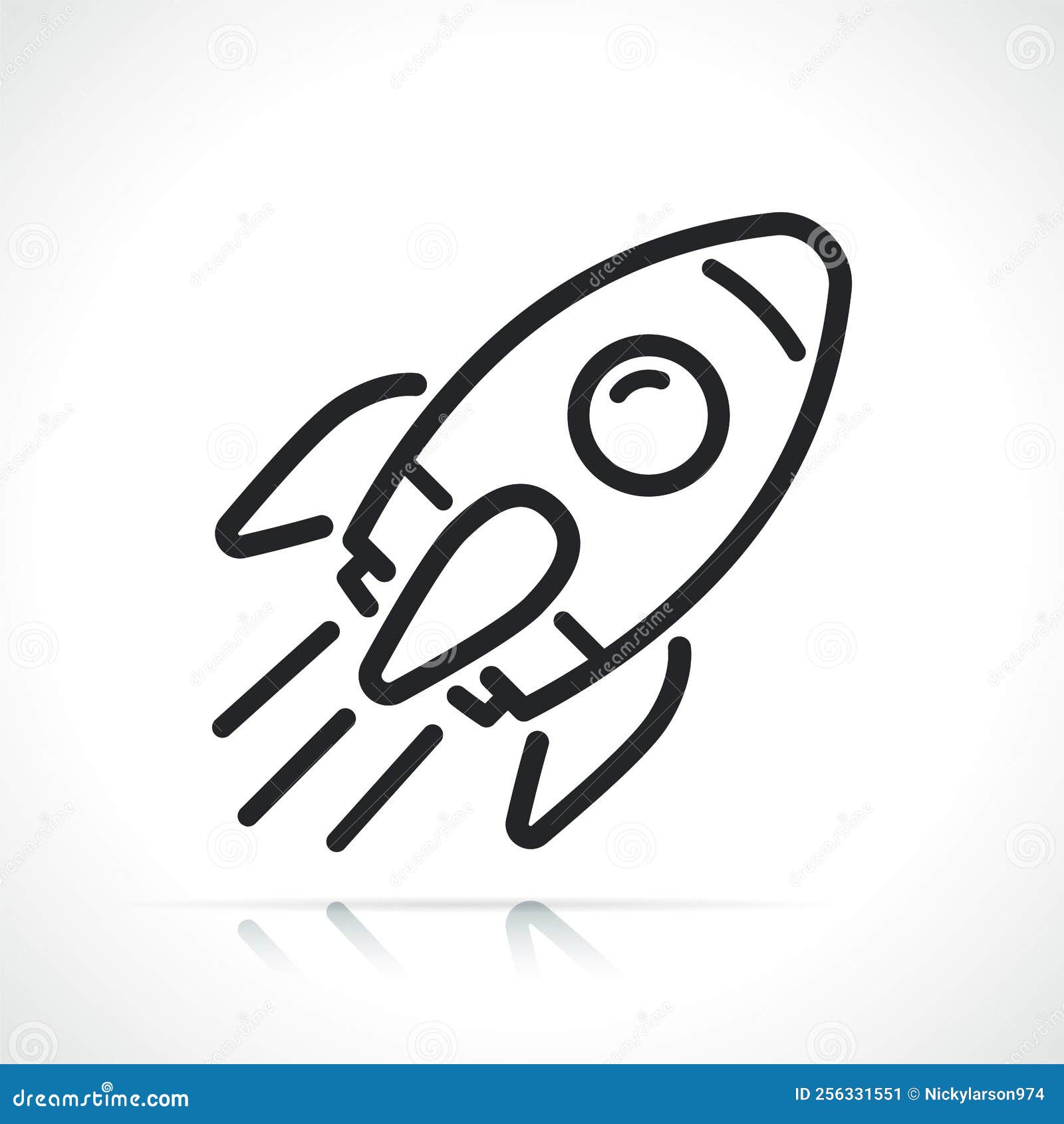 Rocket or space ship icon stock vector. Illustration of line - 256331551