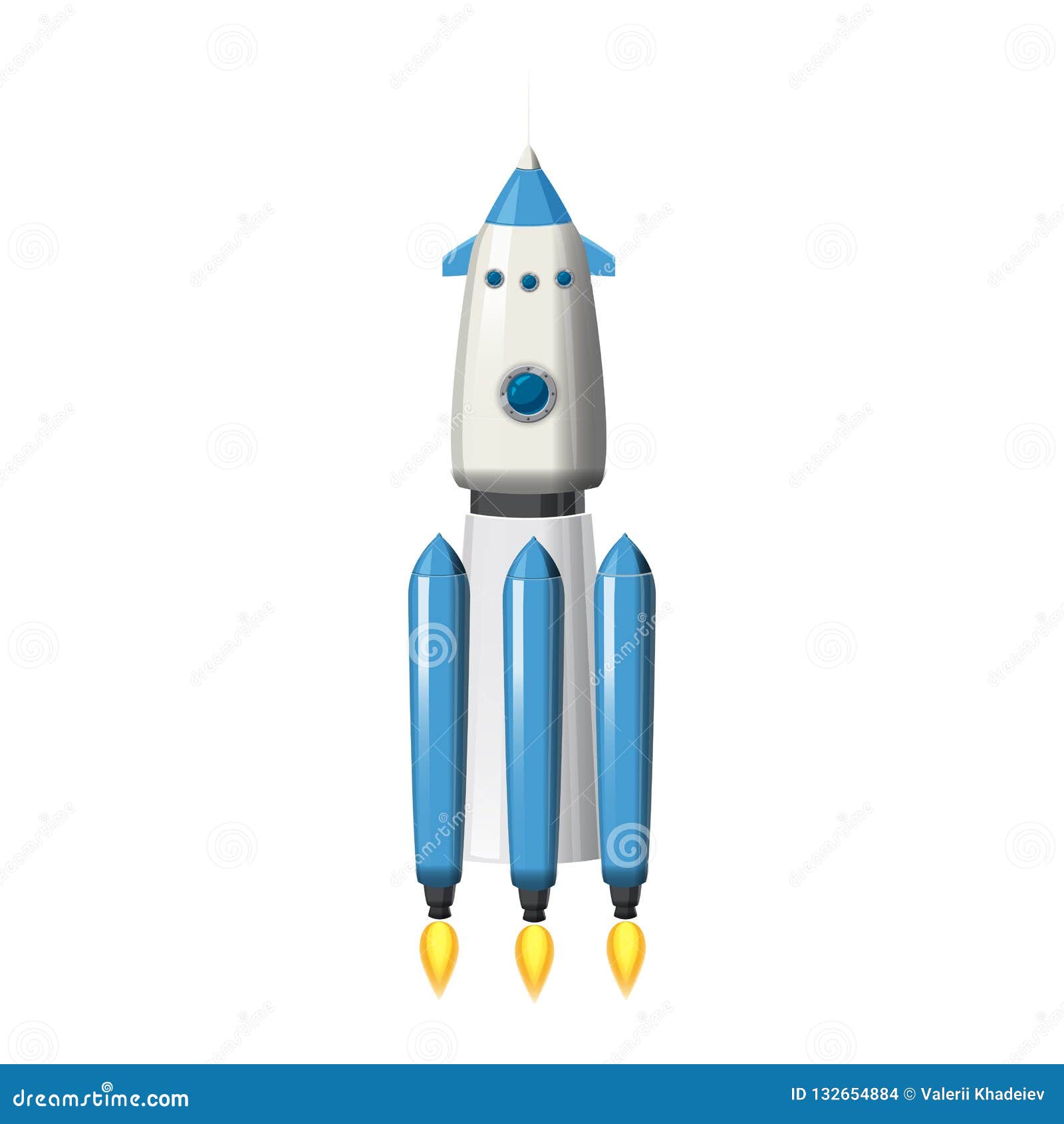 Rocket Space Ship, Isolated Vector Illustration. Simple Retro Spaceship ...