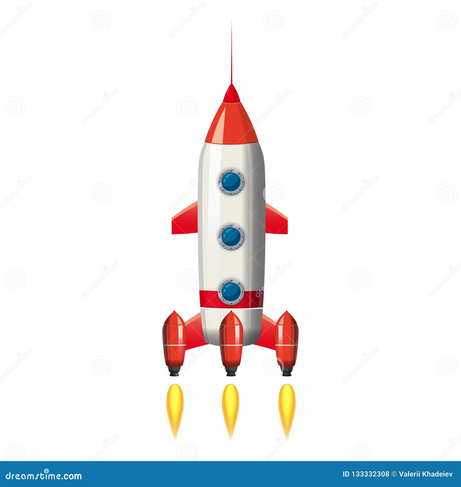 Rocket Space Ship, Isolated Vector Illustration. Simple Retro Spaceship ...