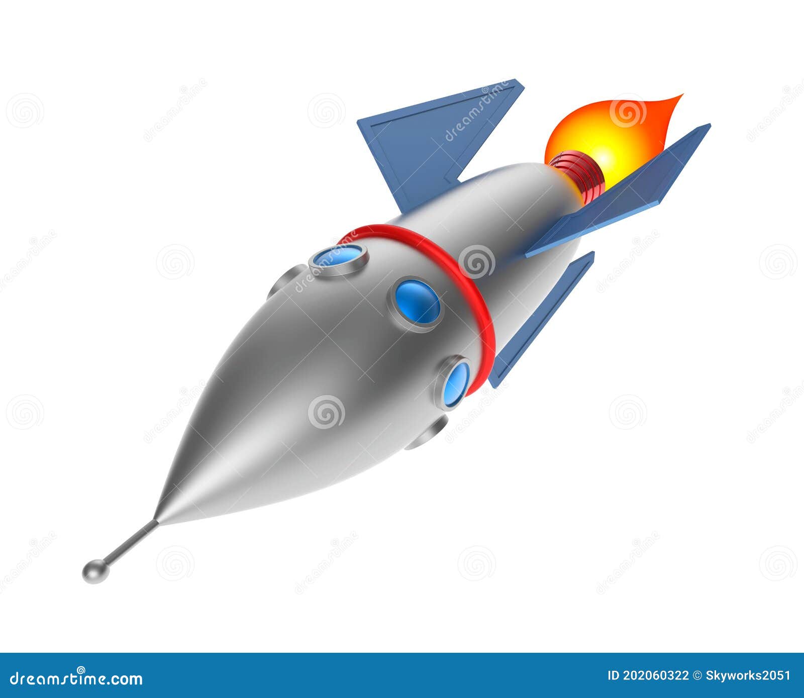 Rocket Space Ship Isolated on White Background. Cartoon Rocket. Rocket ...