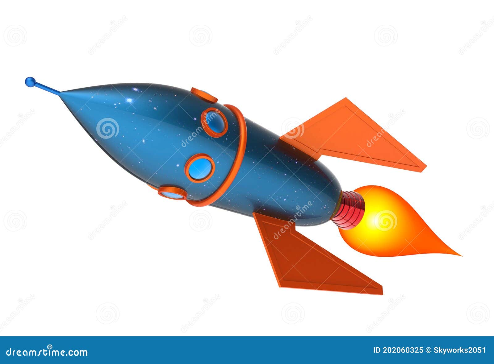 Rocket Space Ship Isolated on White Background. Cartoon Rocket. Rocket ...