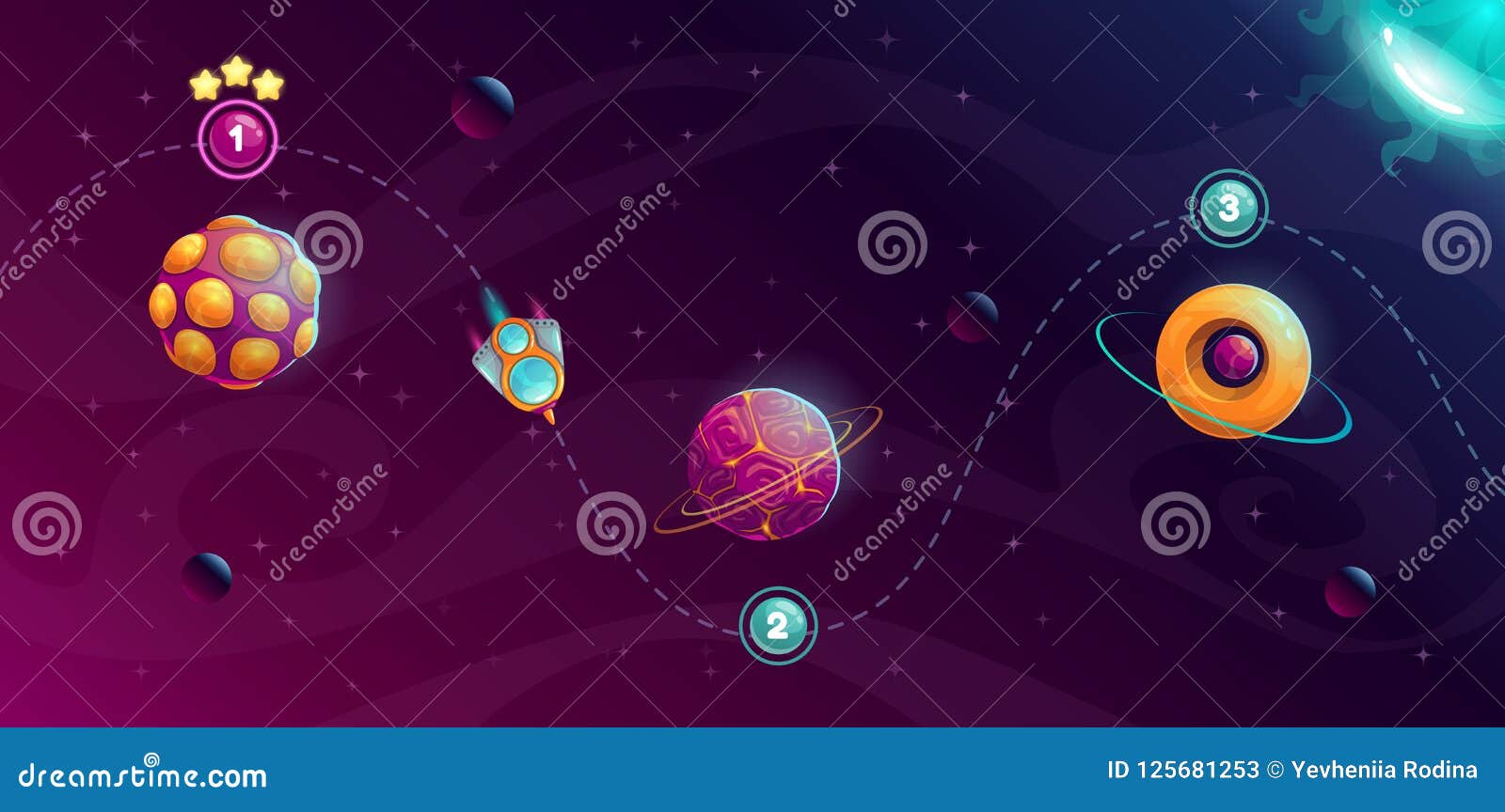 Rocket Space Trip Concept. Galaxy Game Design Stock Vector ...