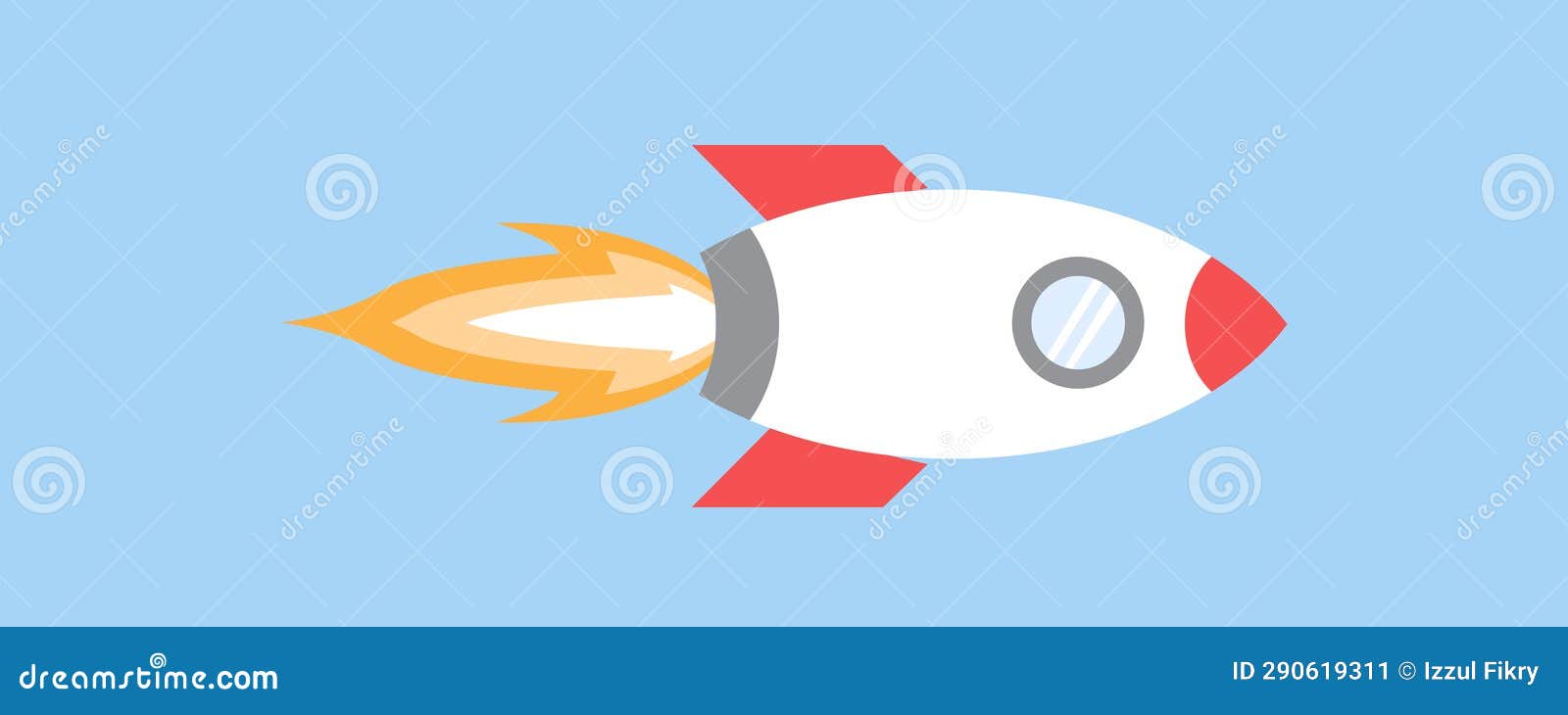 Rocket Spaceship Cartoon with Fire Power Boost Stock Vector ...