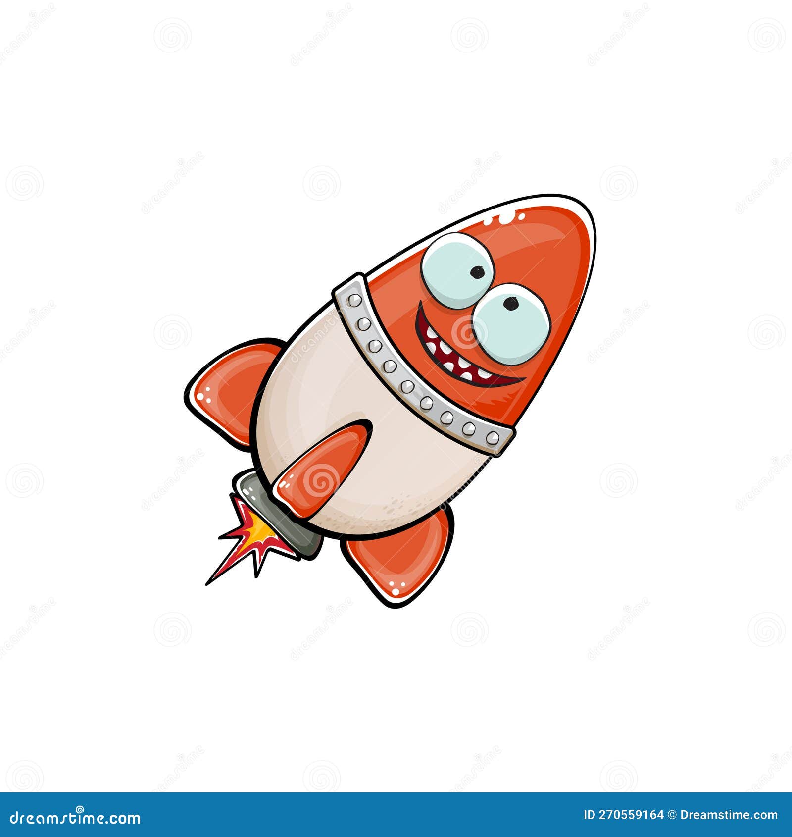 Rocket Spaceship Character. Cartoon Space Rocket Isolated on White ...