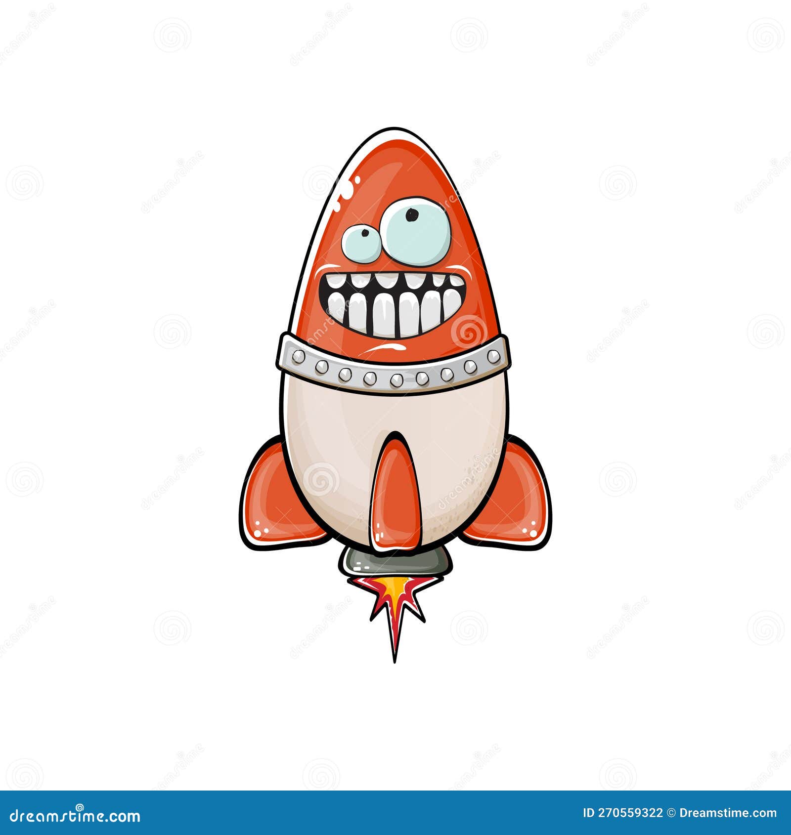Rocket Spaceship Character. Cartoon Space Rocket Isolated on White ...