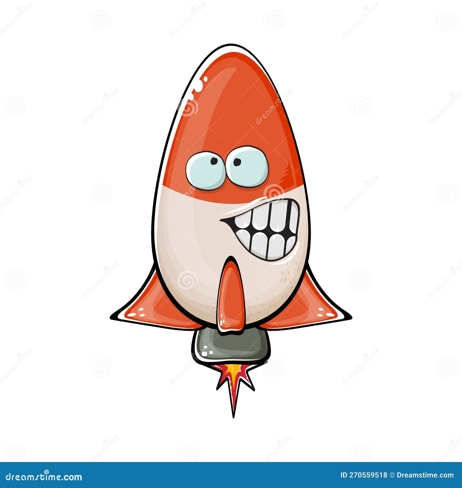 Rocket Spaceship Character. Cartoon Space Rocket Isolated on White ...