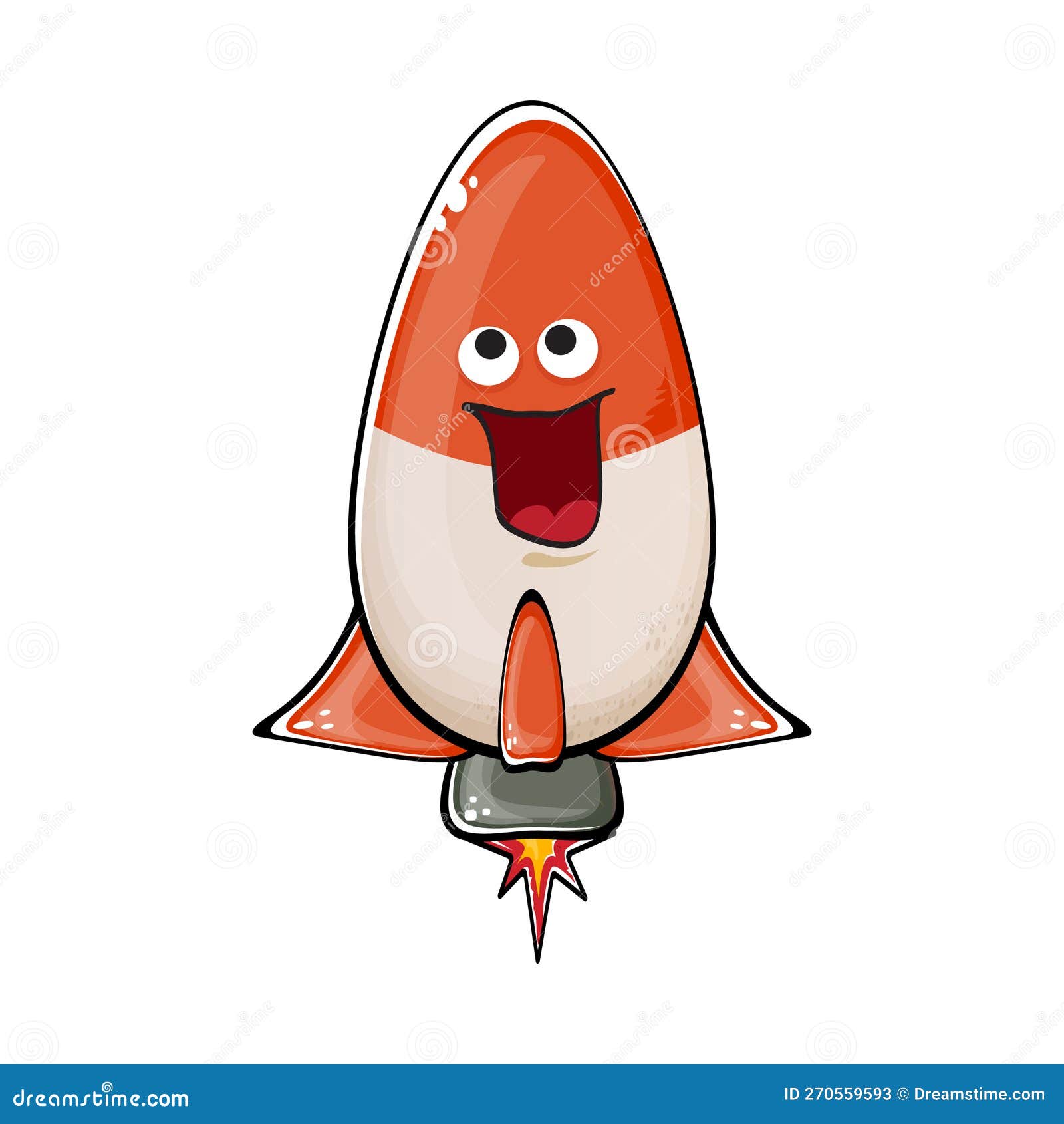 Rocket Spaceship Character. Cartoon Space Rocket Isolated on White ...