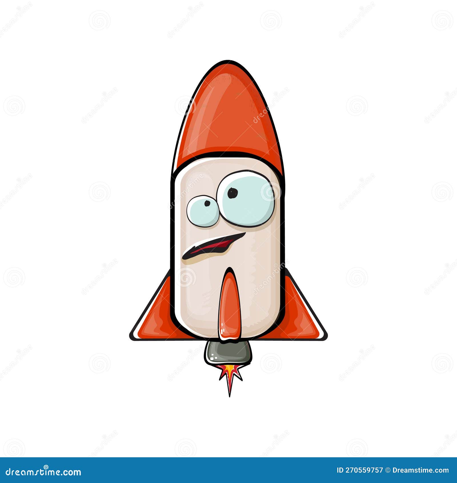 Rocket Spaceship Character. Cartoon Space Rocket Isolated on White ...