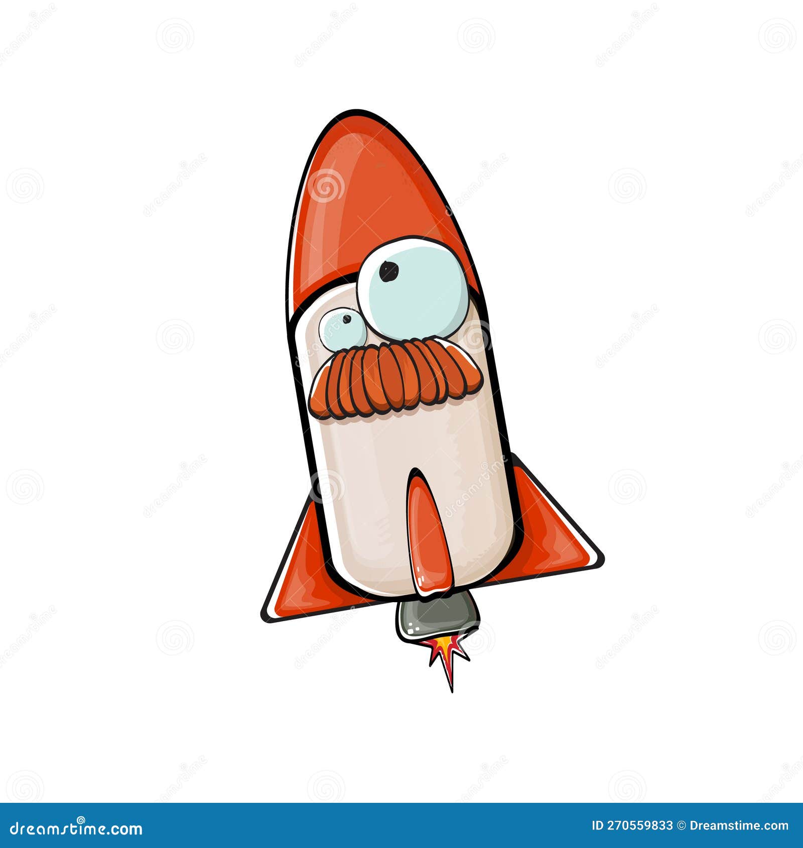 Rocket Spaceship Character. Cartoon Space Rocket Isolated on White ...