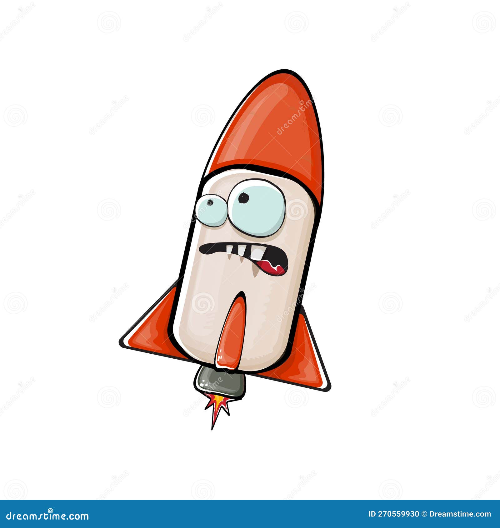 Rocket Spaceship Character. Cartoon Space Rocket Isolated on White ...