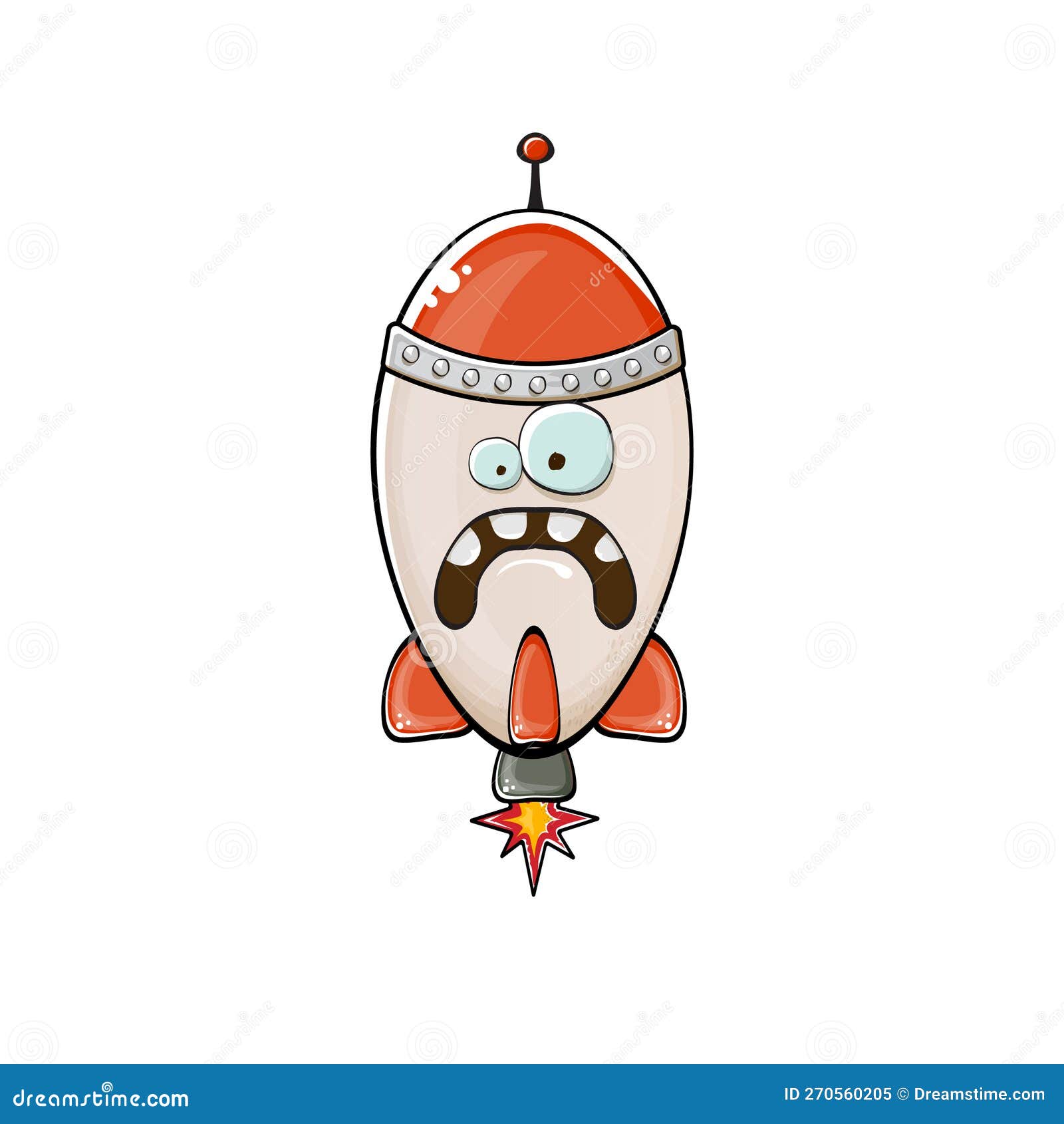Rocket Spaceship Character. Cartoon Space Rocket Isolated on White ...